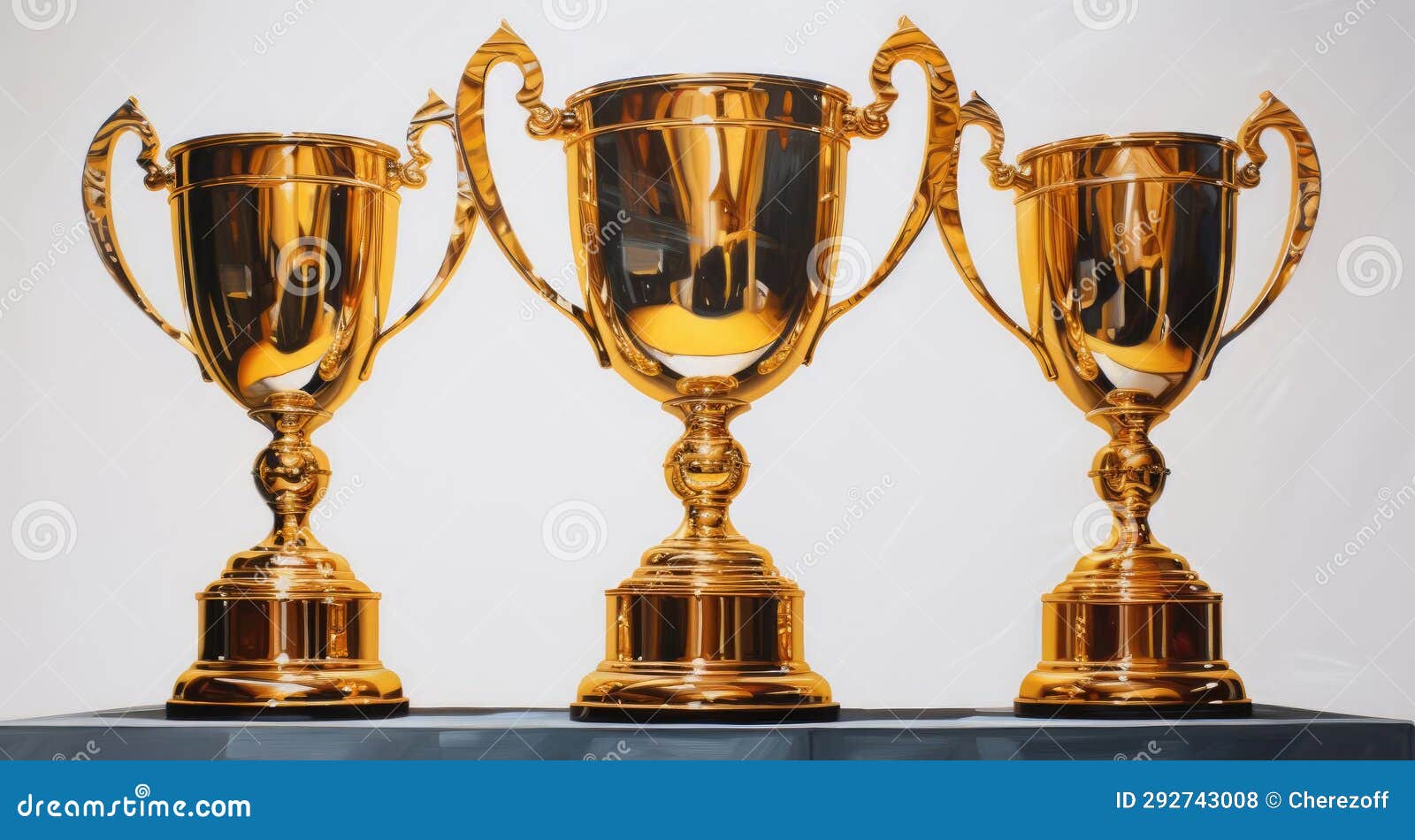 Winners Cups Stand in a Row Stock Illustration - Illustration of ...