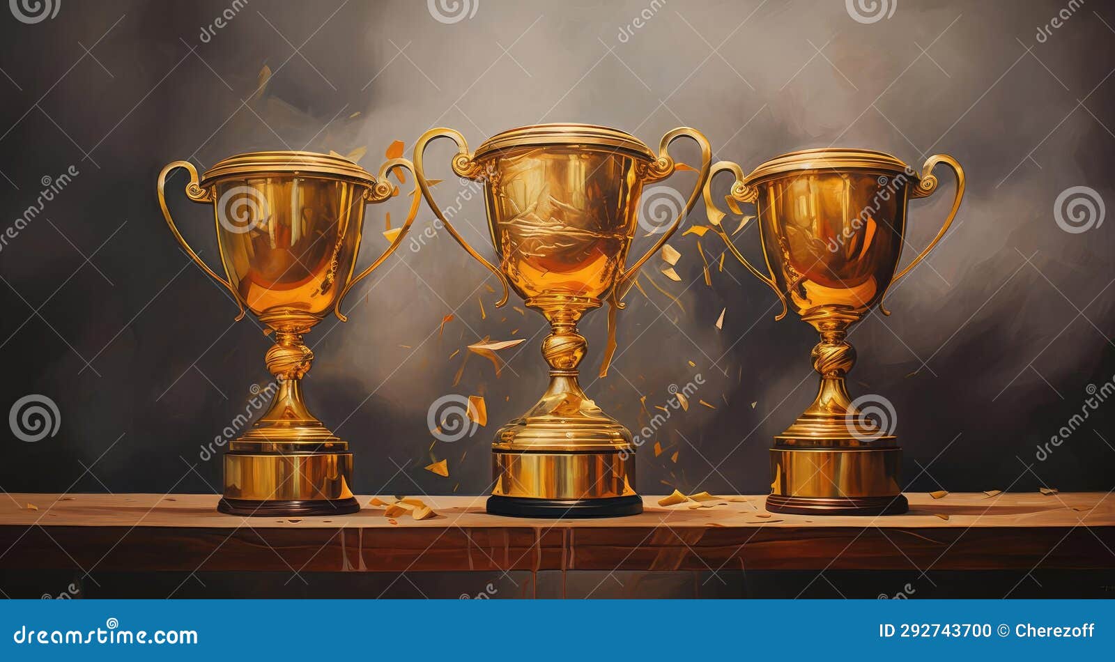 Winners Cups Stand in a Row Stock Illustration - Illustration of object ...