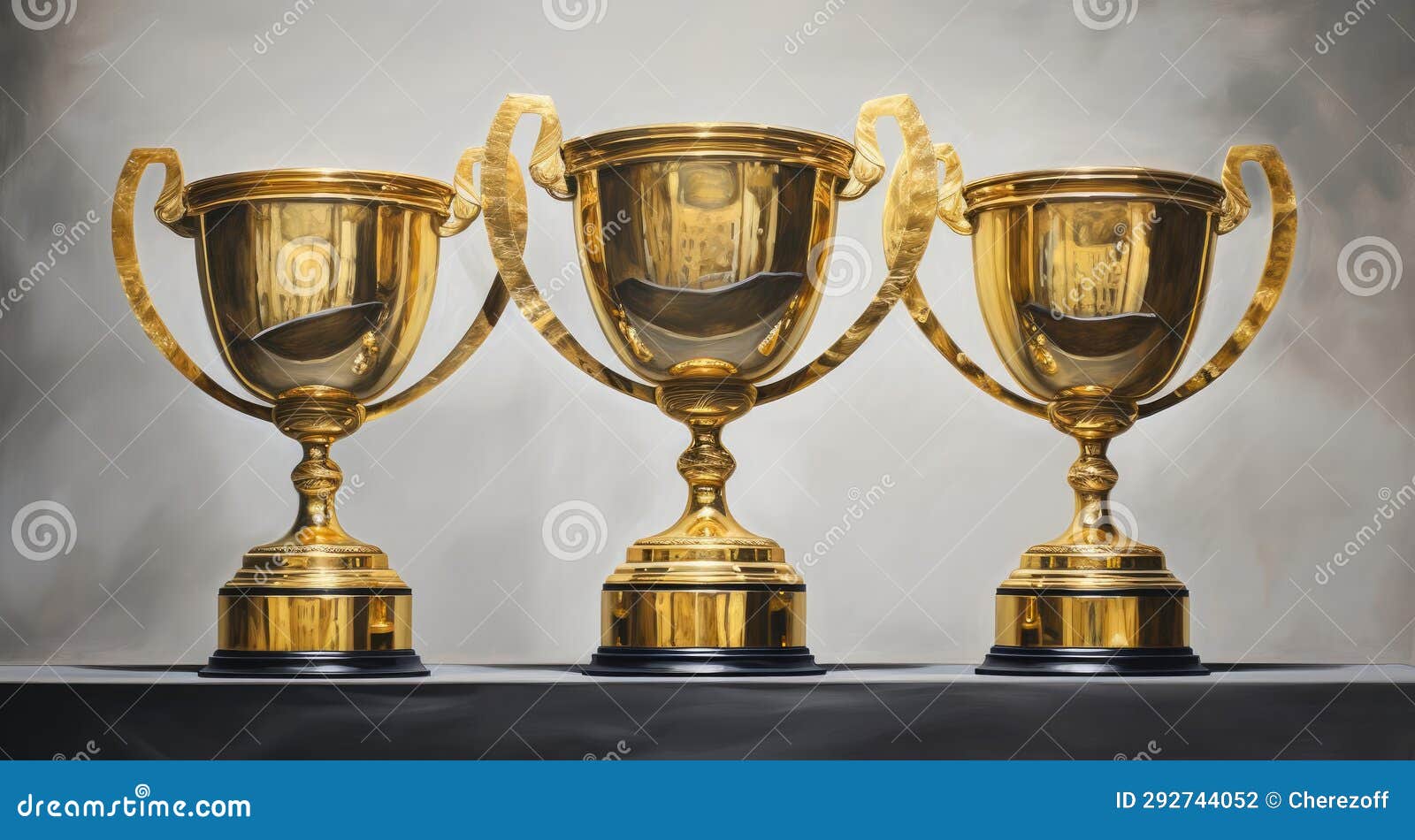 Winners Cups Stand in a Row Stock Illustration - Illustration of game ...