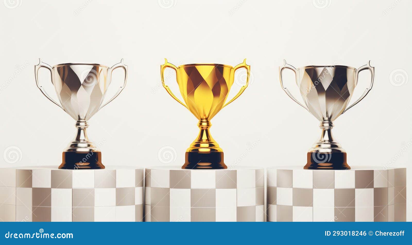 Winners Cups Stand in a Row Stock Illustration - Illustration of ...