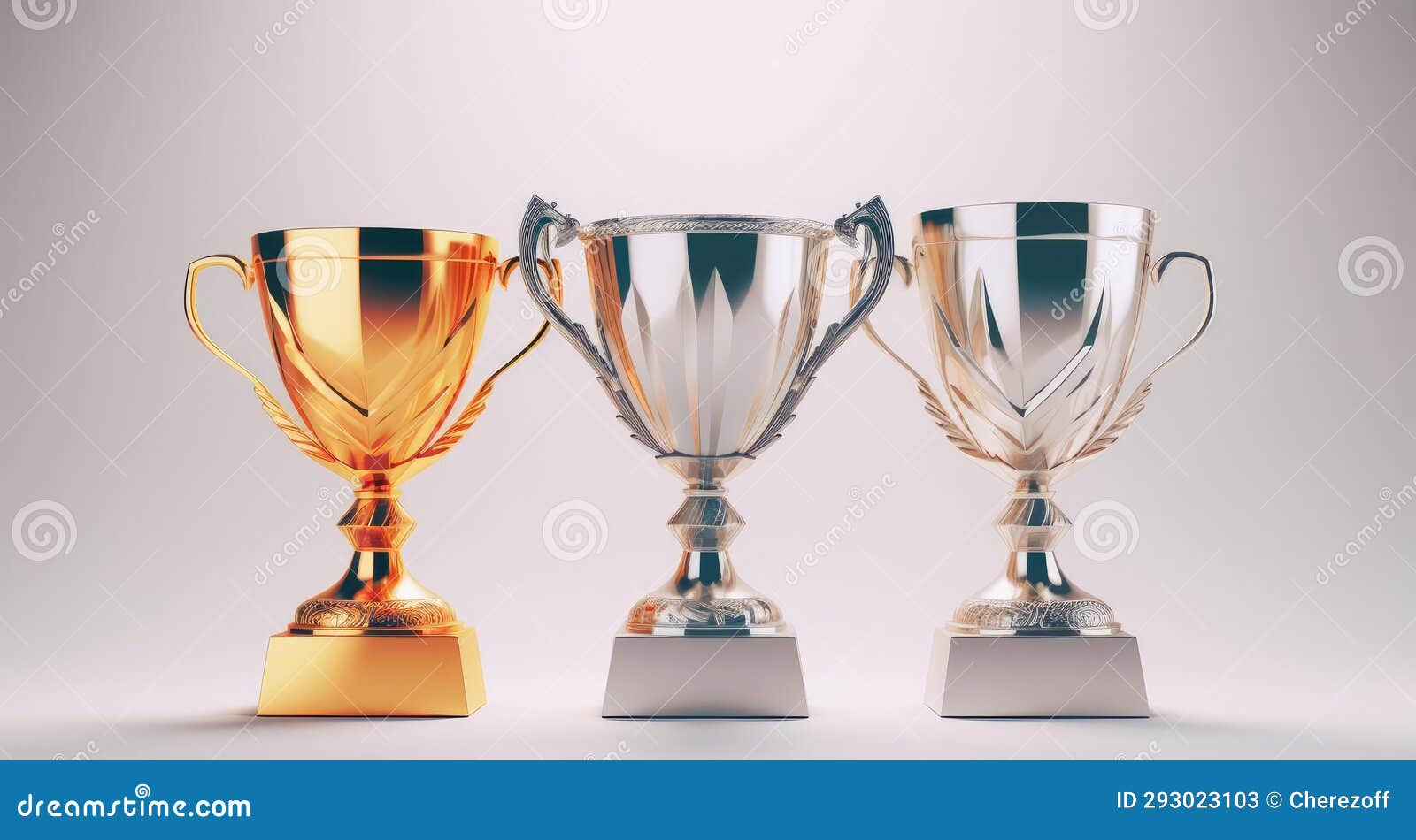 Winners Cups Stand in a Row Stock Illustration - Illustration of shiny ...
