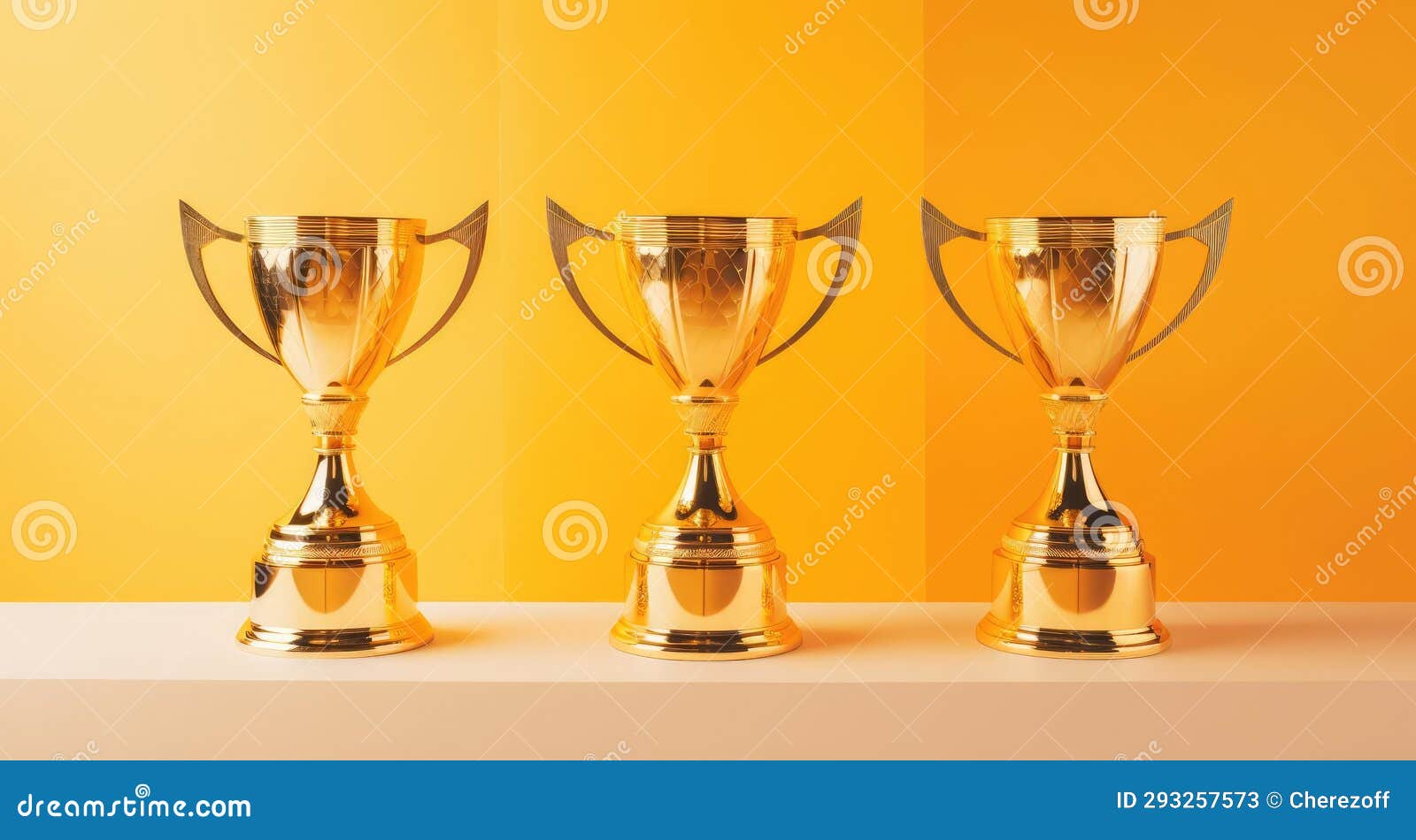 Winners Cups Stand in a Row Stock Illustration - Illustration of ...