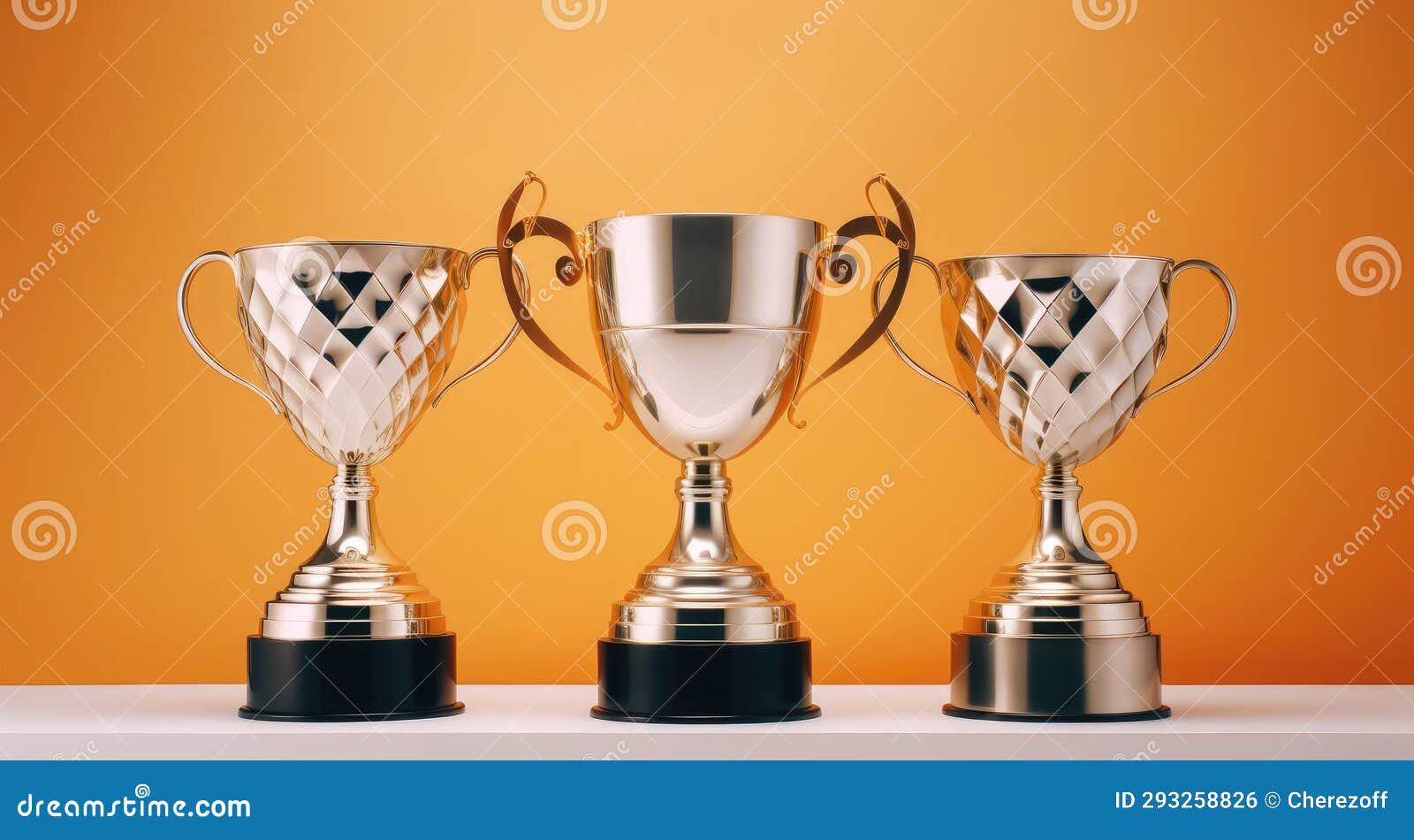 Winners Cups Stand in a Row Stock Illustration - Illustration of ...