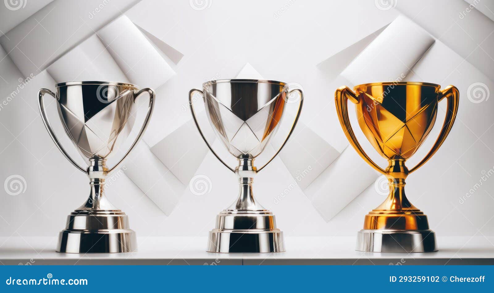 Winners Cups Stand in a Row Stock Illustration - Illustration of object ...