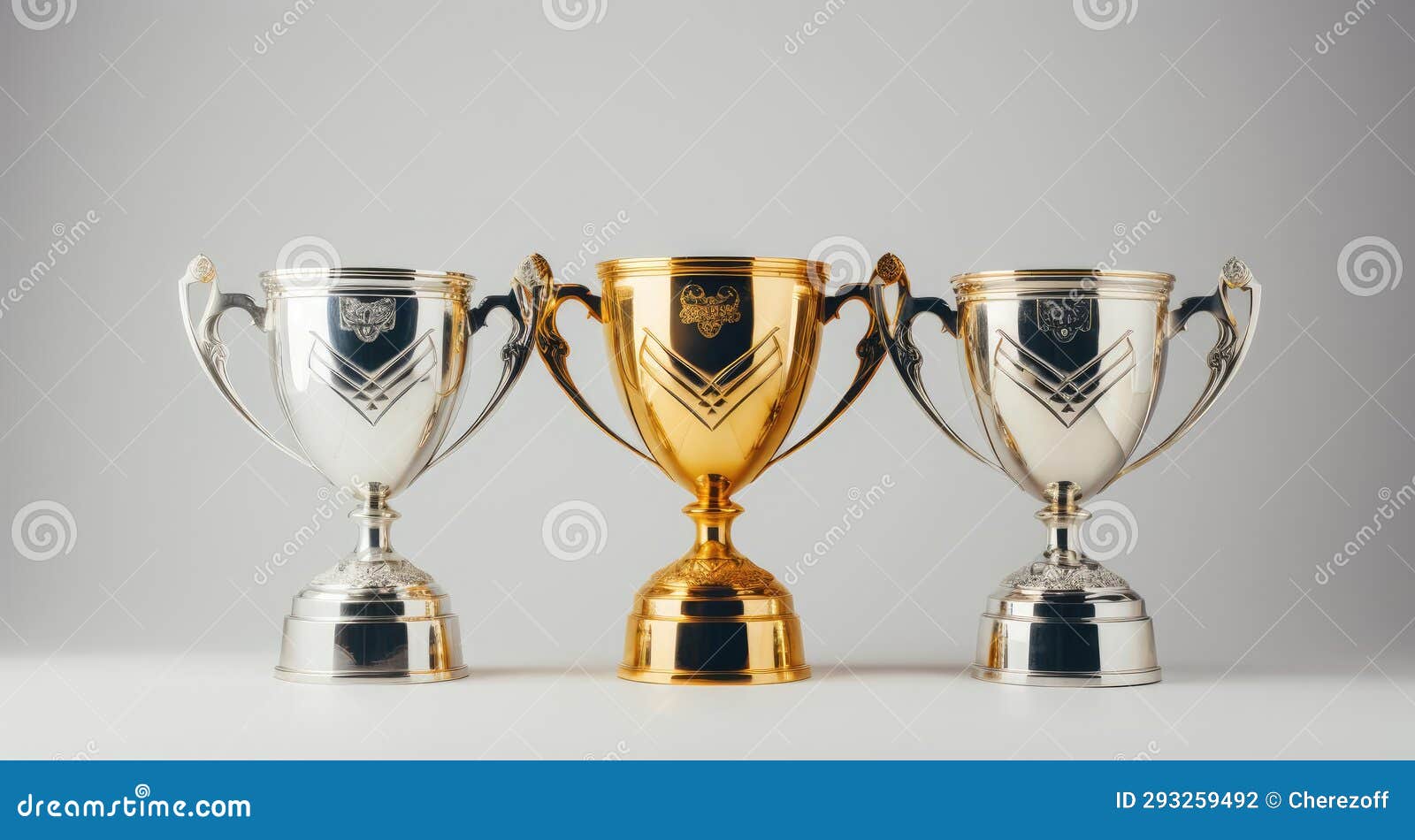Winners Cups Stand in a Row Stock Illustration - Illustration of ...