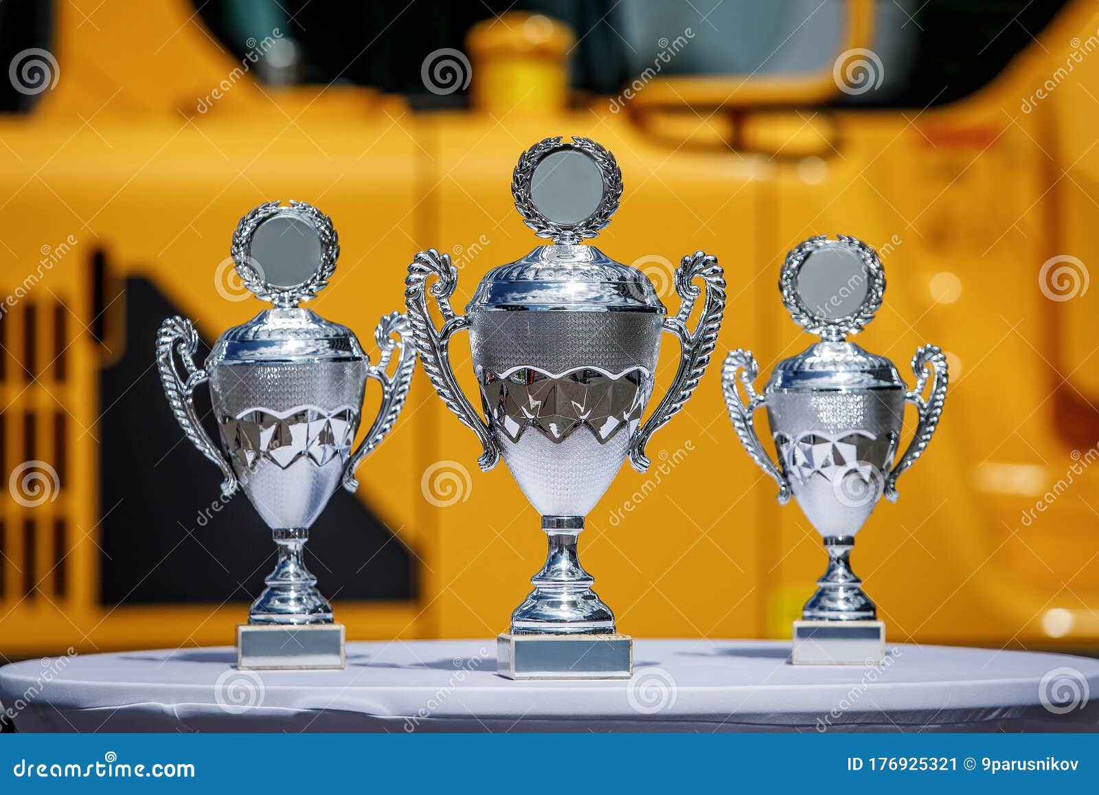 Winners cups on the table stock image. Image of reward - 176925321