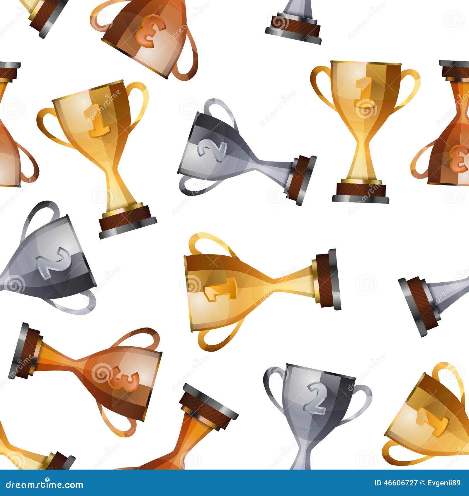 Winners Cups On Podium. First Place Gold Reward. Silver And Bronze ...