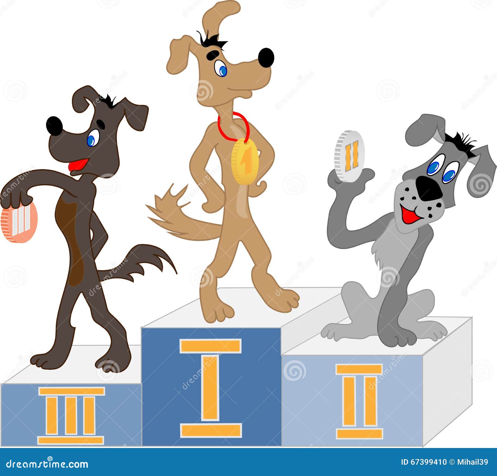 Winners of Dog Competition at the Podium Stock Vector - Illustration of ...