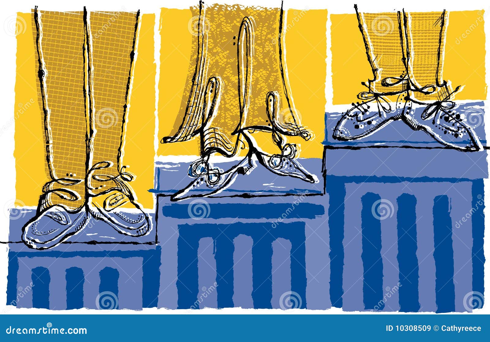Winners Feet on Ascending Pedestals or Steps Stock Vector ...