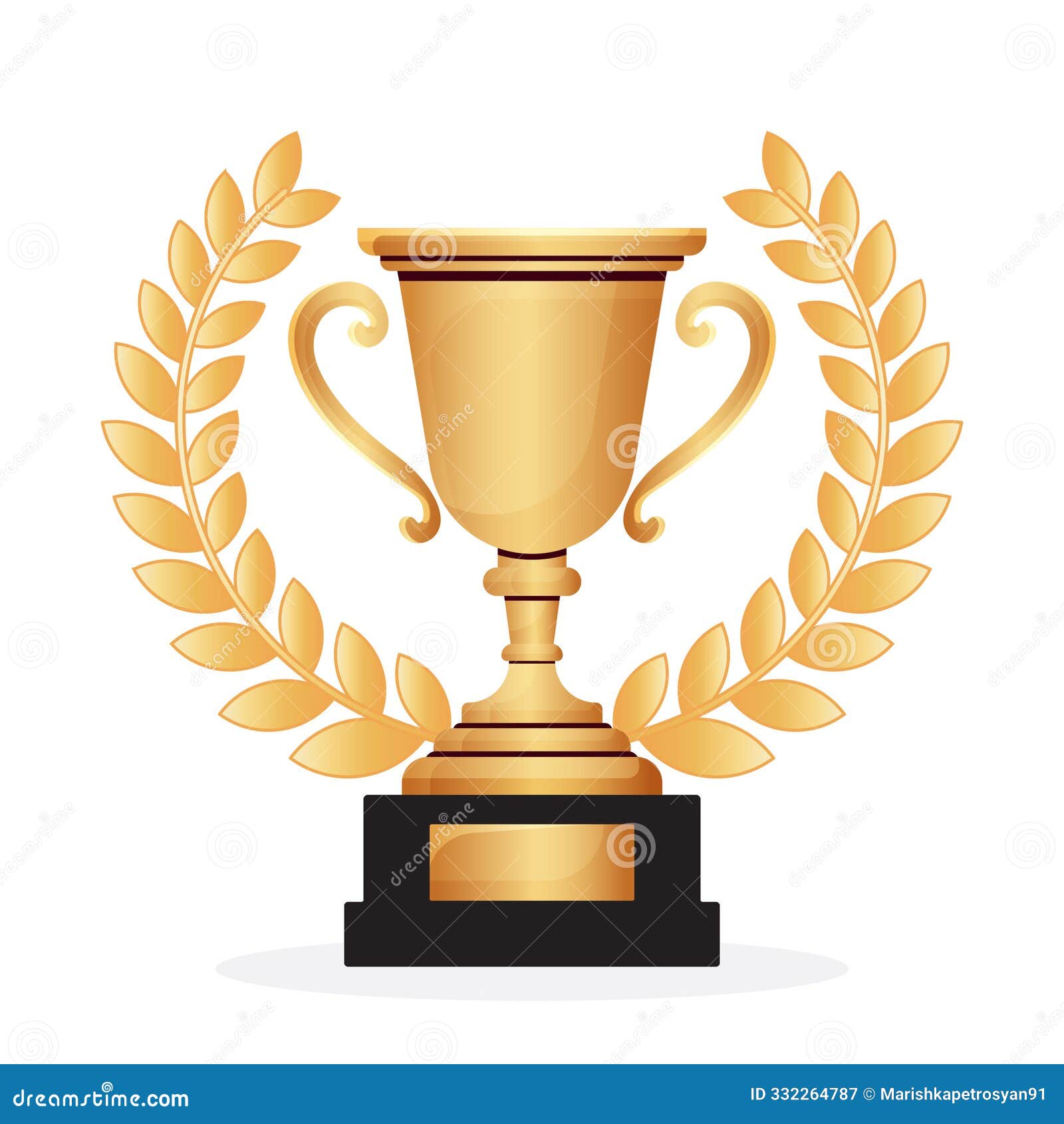 Winners Gold Cup with Laurel Wreath Isolated on White Background Stock ...