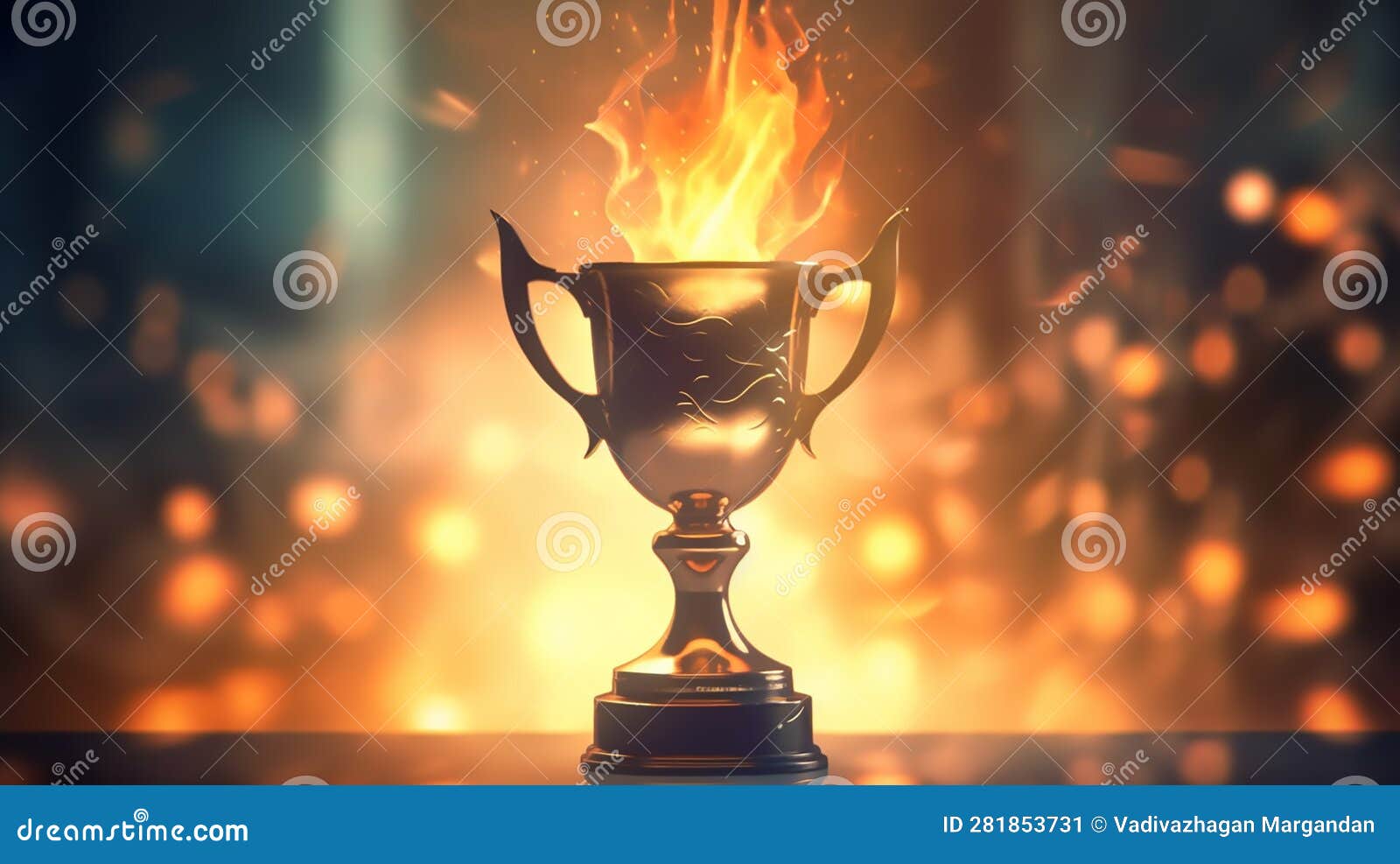 Winners golden cup stock illustration. Illustration of fire - 281853731