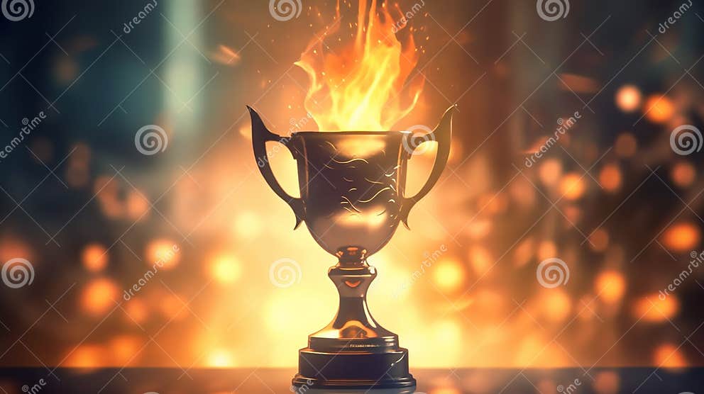 Winners golden cup stock illustration. Illustration of fire - 281853731