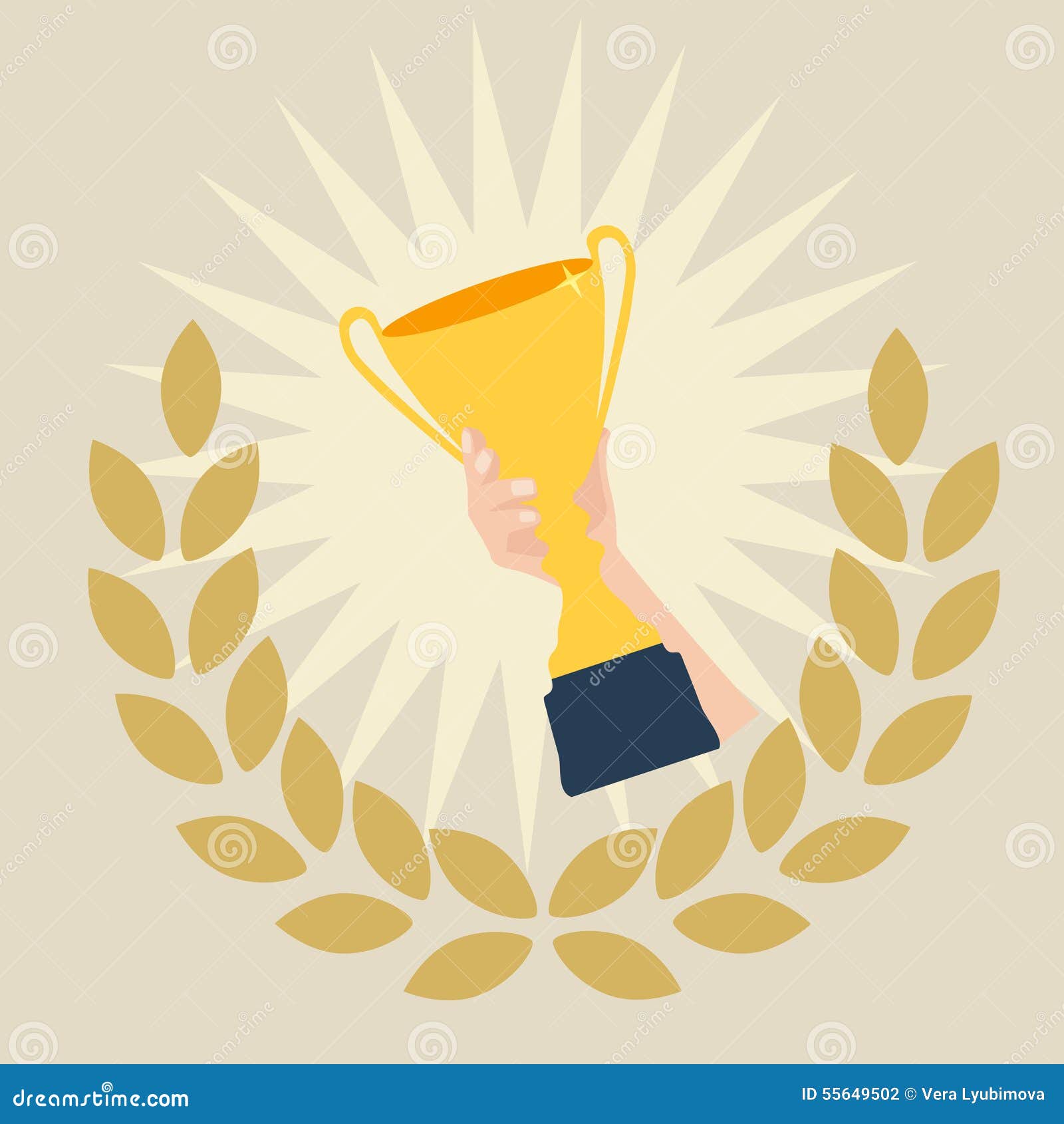 A Winners Hand with a Golden Cup Stock Vector - Illustration of ...