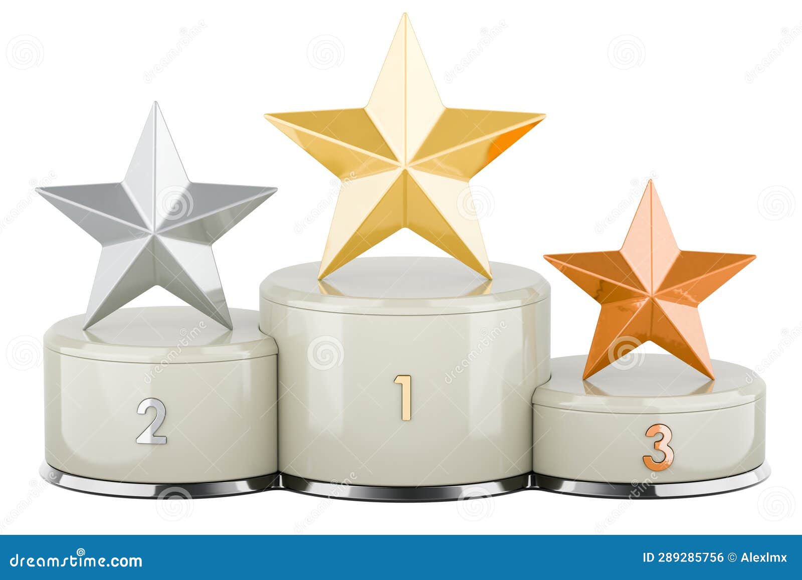 Winners Podium with Golden Star, Silver Star and Bronze Star. 3D ...