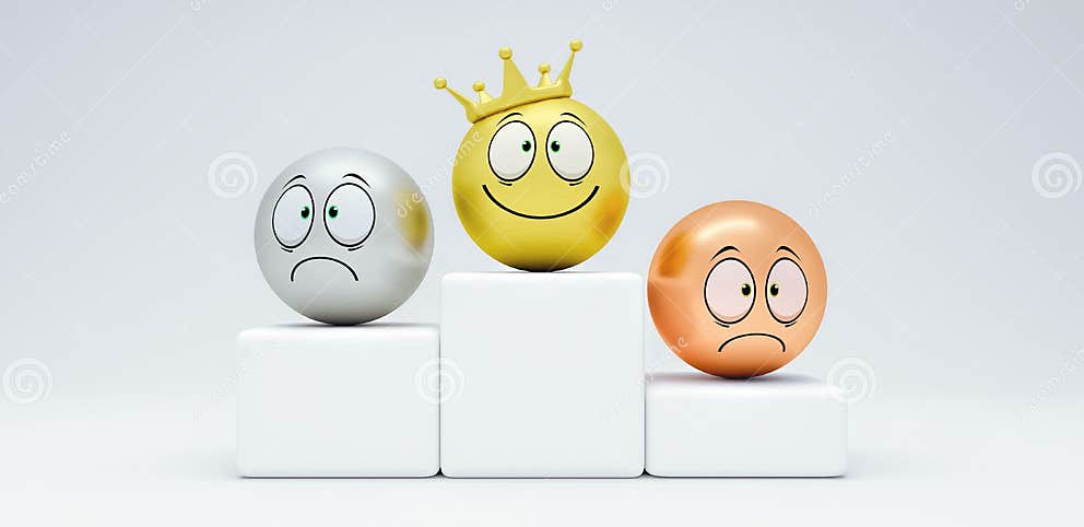 Winners Podium with Smiley 3d Render Stock Illustration - Illustration ...