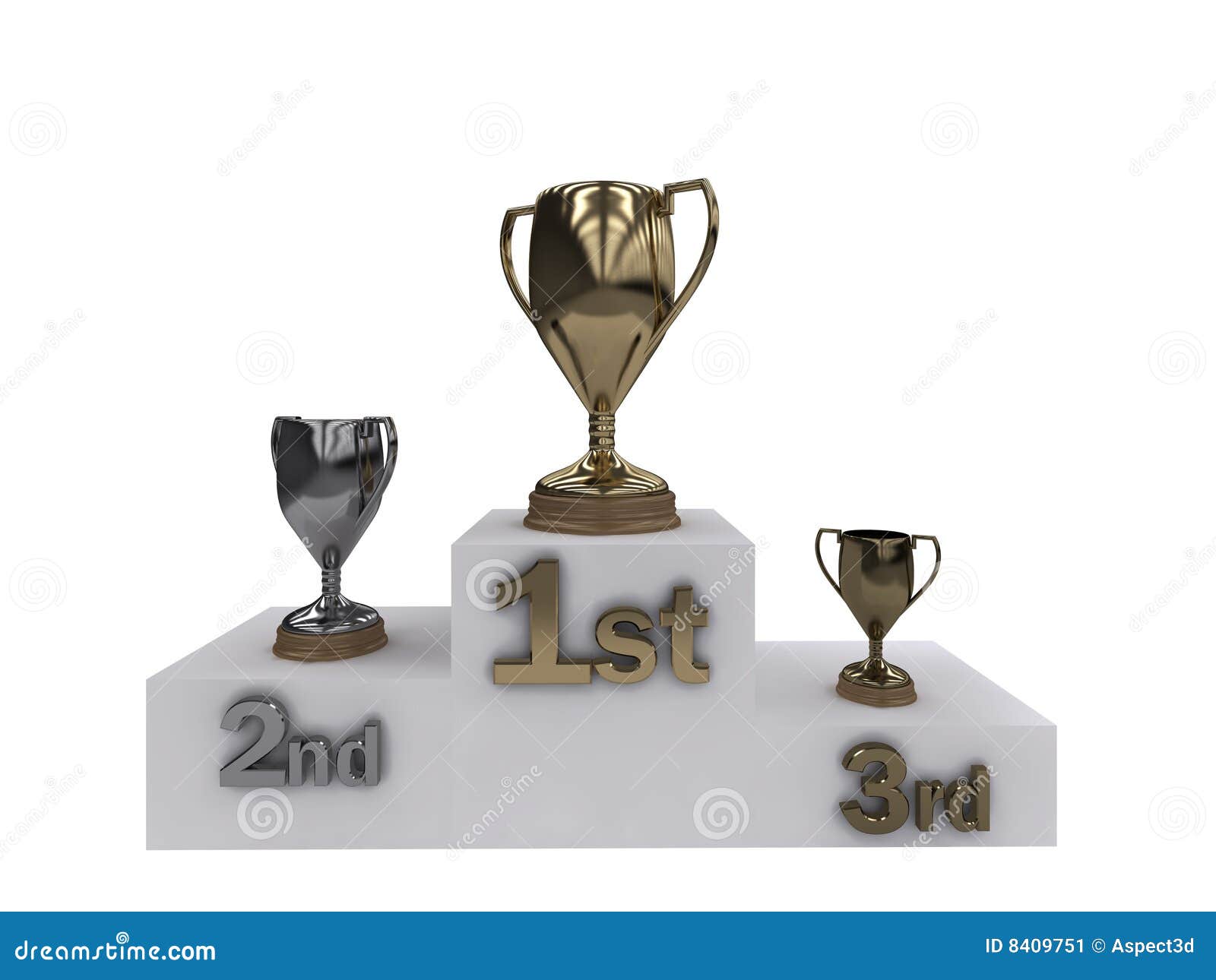 Winners Podium with Trophies Stock Illustration - Illustration of ...