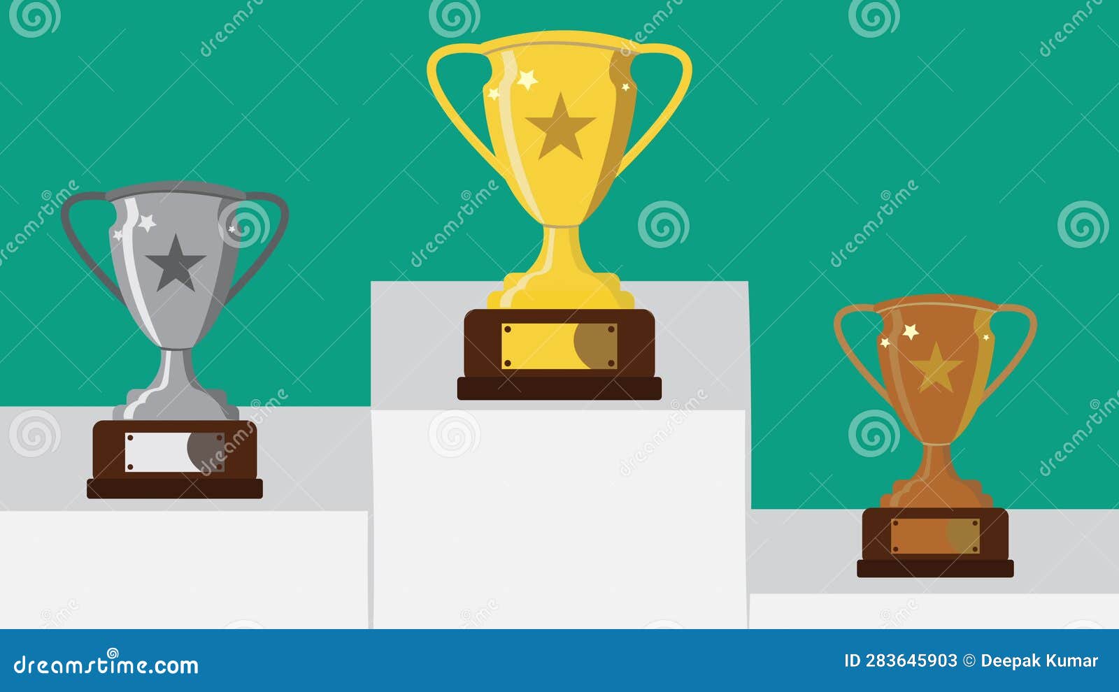 Winners Podium with Trophy Cups Animation. Stock Video - Video of ...