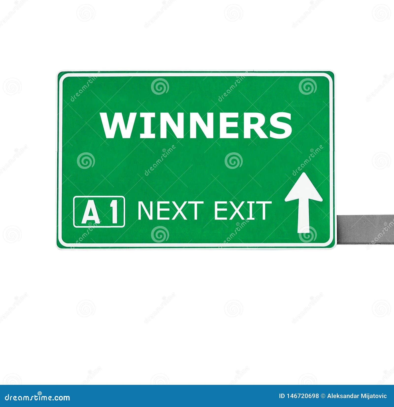 WINNERS Road Sign Isolated on White Stock Photo - Image of post, green ...
