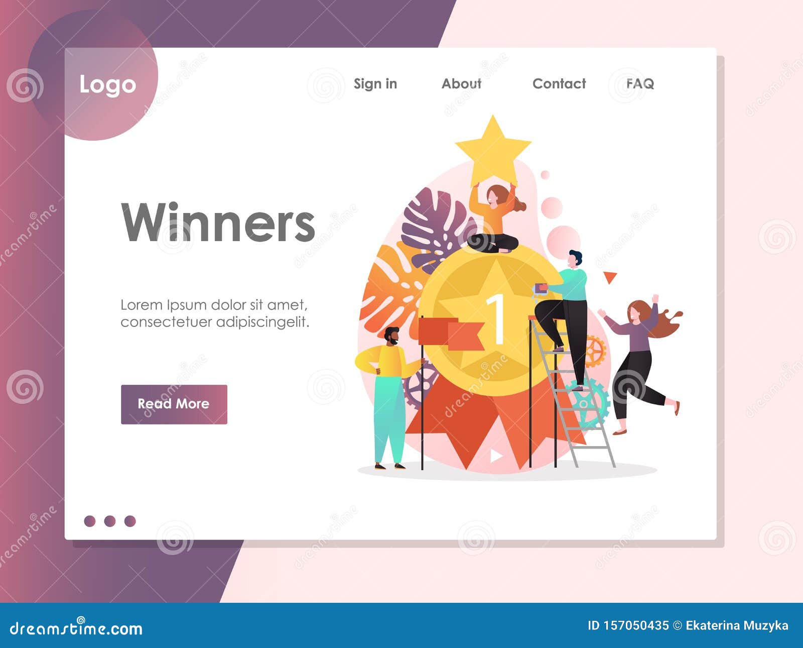 Winners Vector Website Landing Page Design Template Stock Vector ...