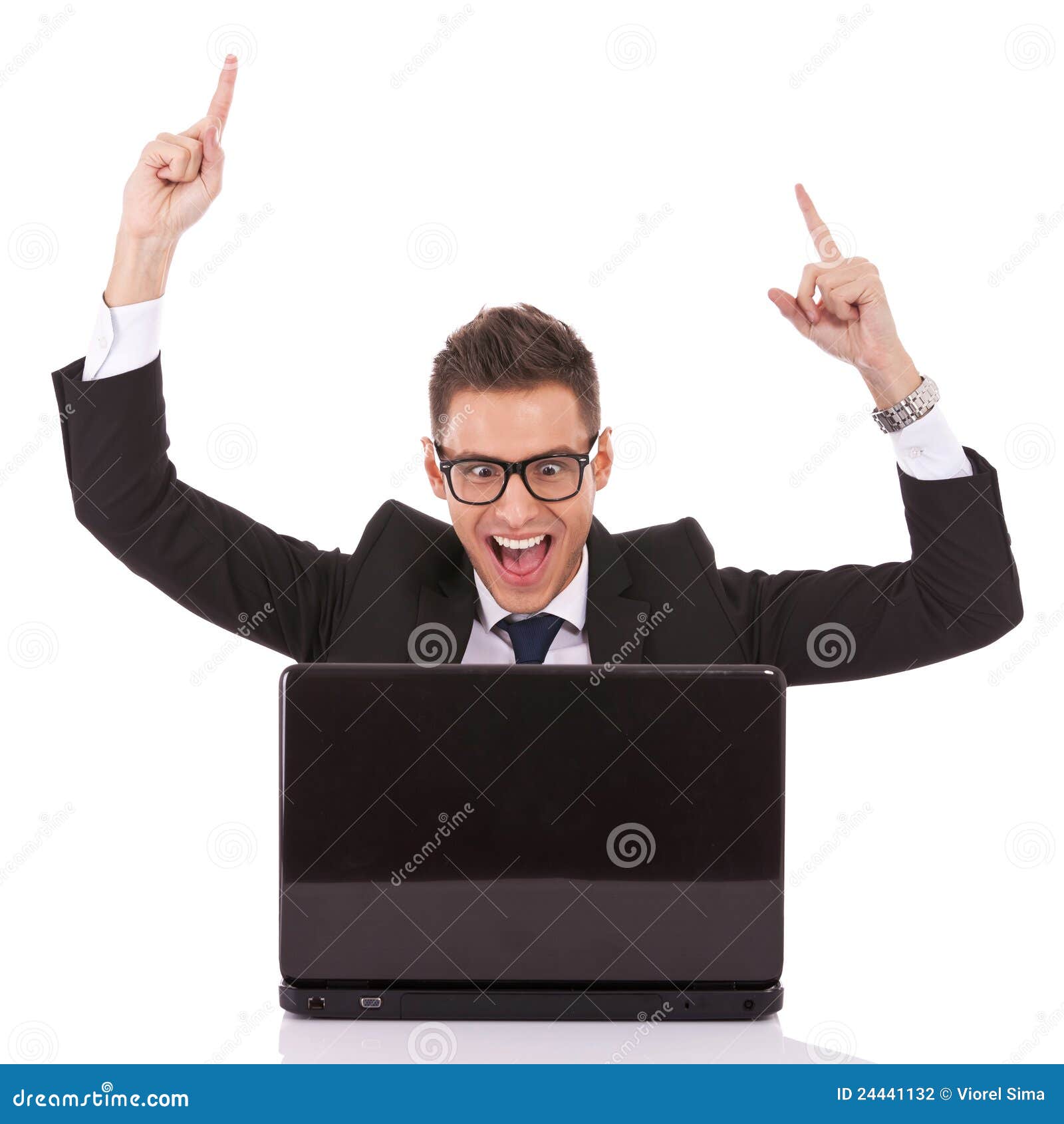 Winning Business Man at Work Stock Photo - Image of desk, lifestyle ...