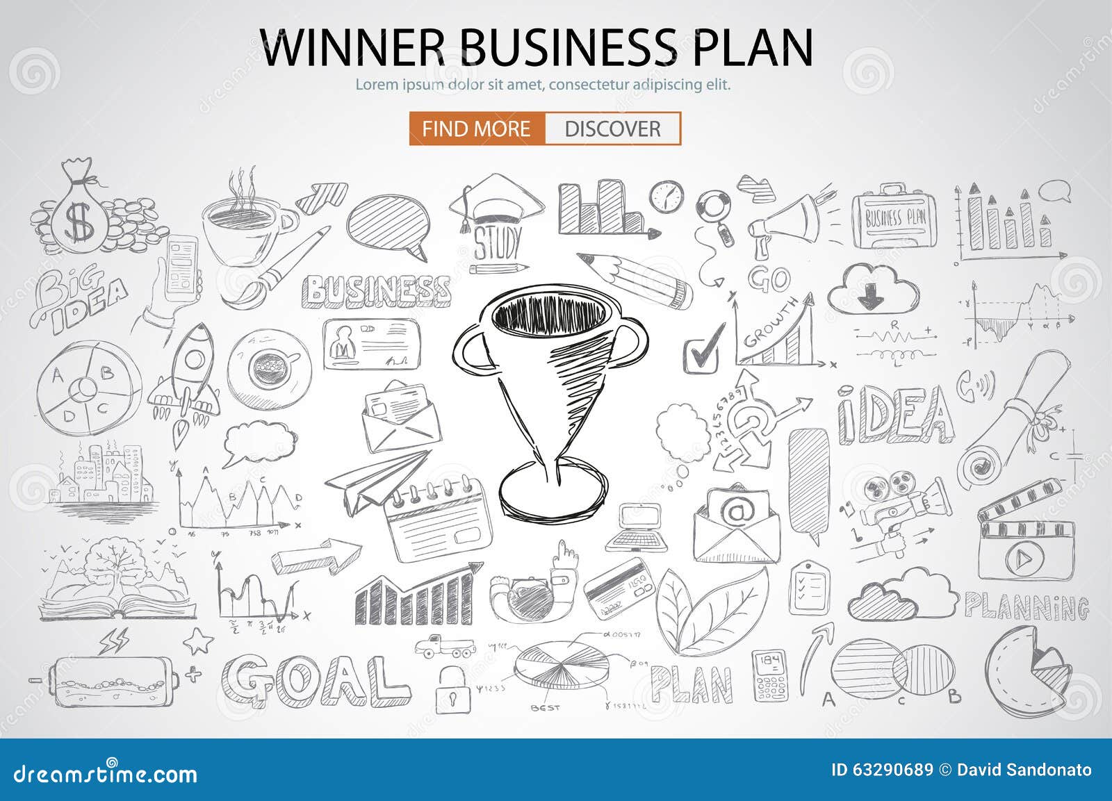 Winning Business Plan Concept with Doodle Design Style Stock Vector ...