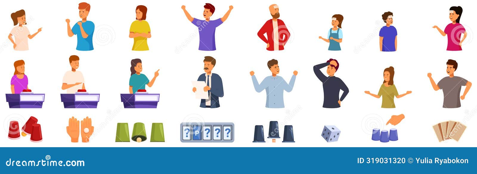 Winning Guessing Game Vector. A Group Of People Are Playing A Game With ...