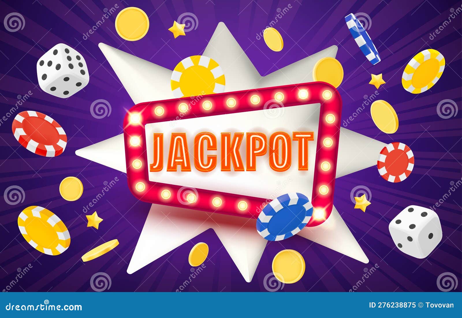 Winning Jackpot Concept with Flying Gambling Elements. 3d Vector ...