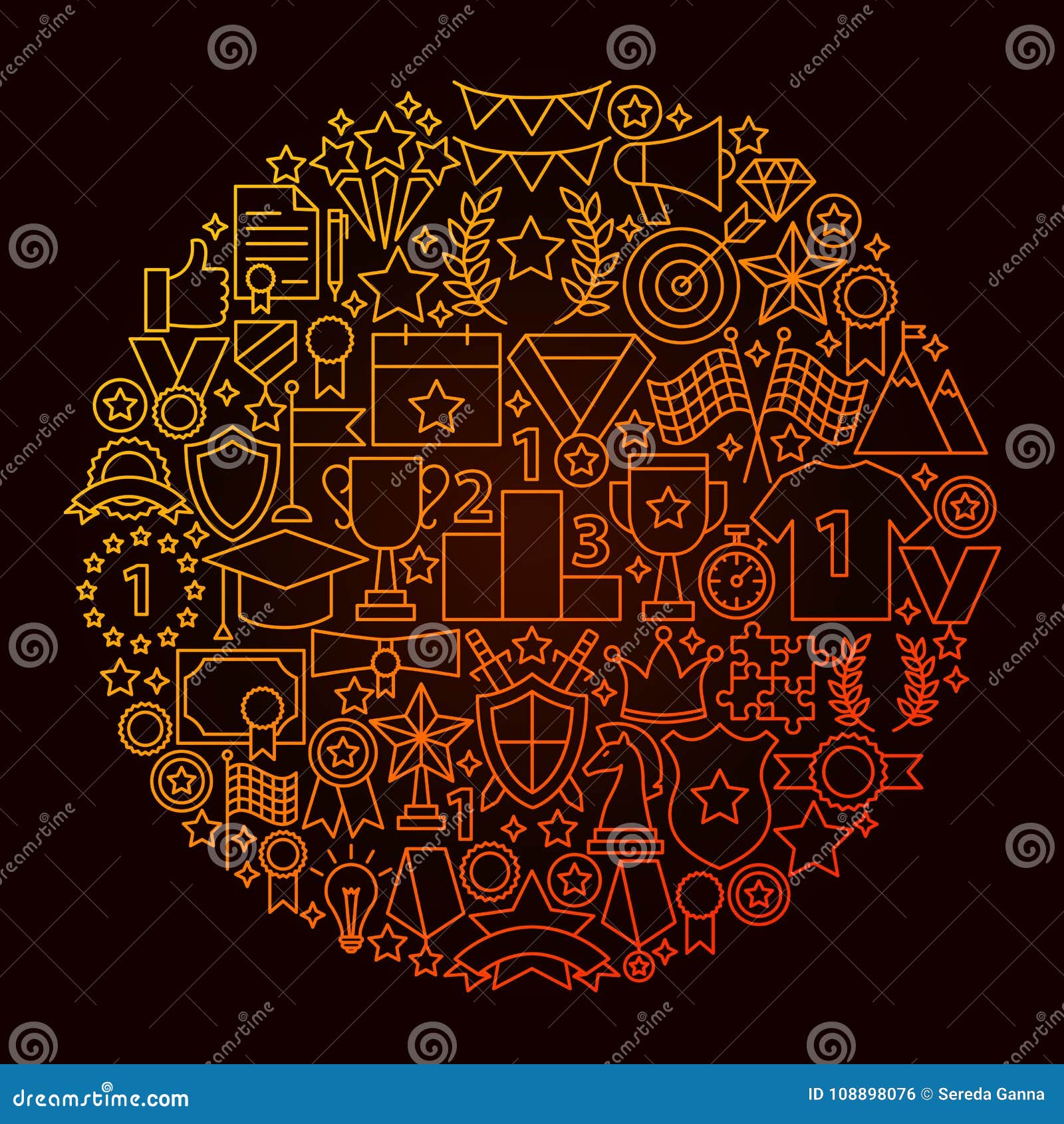 Winning Line Icon Circle Concept Stock Vector - Illustration of emblem ...