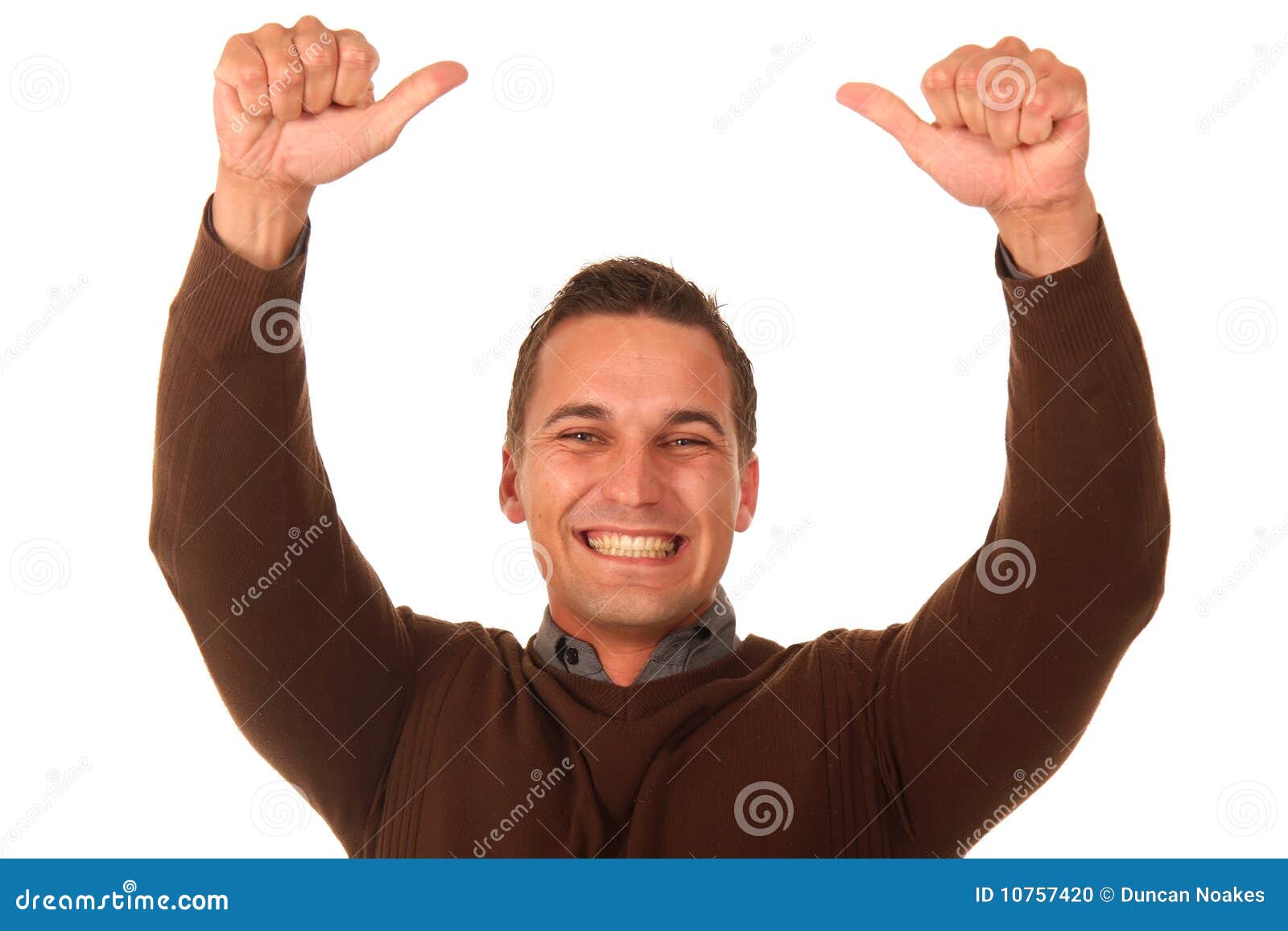Winning Man stock photo. Image of adult, person, sign - 10757420