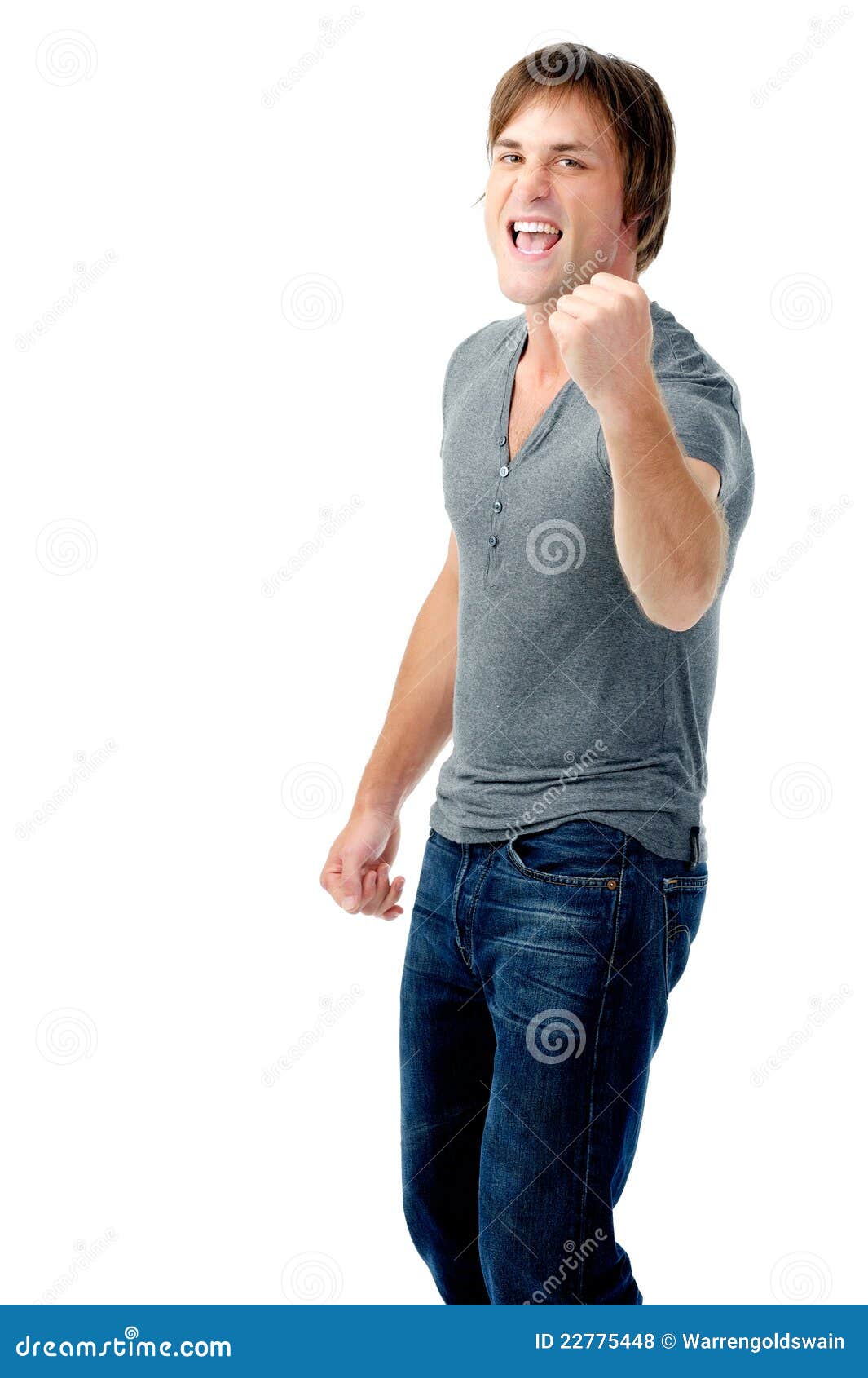 Winning Man Does a Fist Punch Stock Photo - Image of fist, confident ...