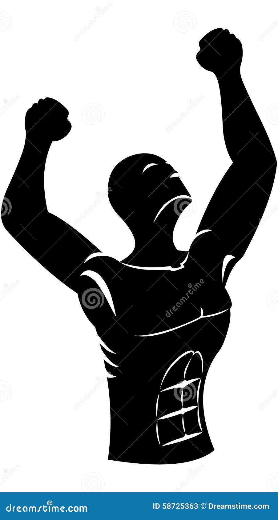 Winning man stock vector. Illustration of winner, arms - 58725363