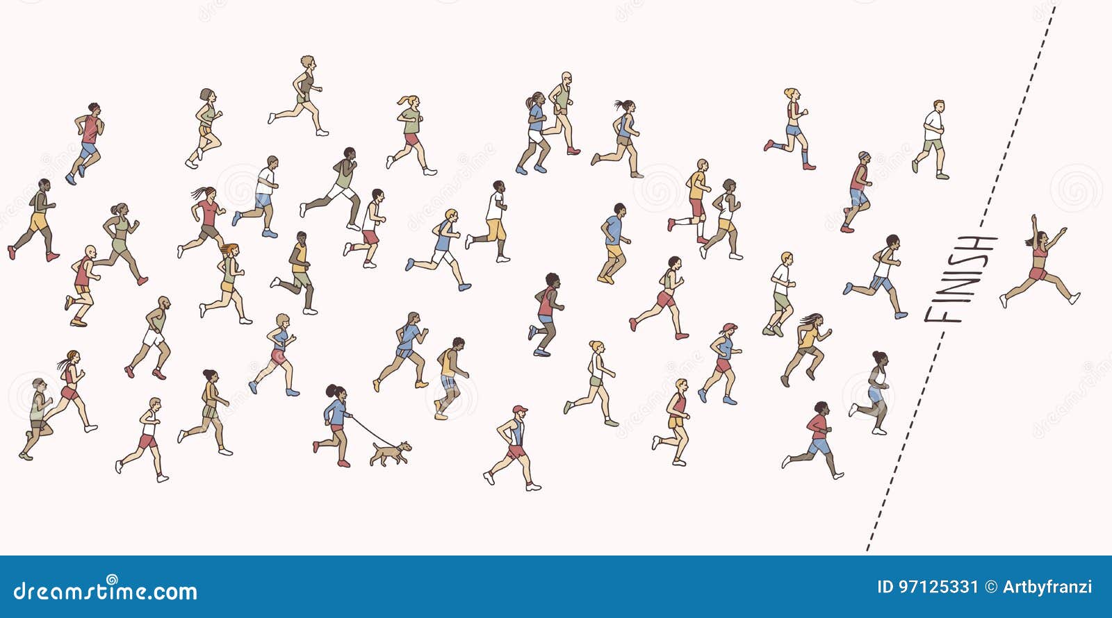 Winning the marathon stock vector. Illustration of miniature - 97125331