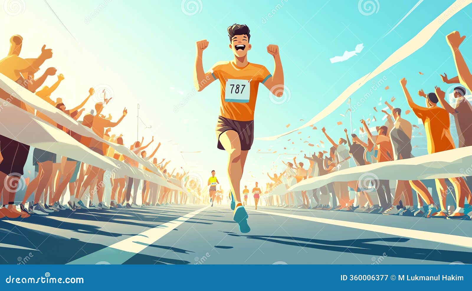 Winning the Race Illustration Stock Image - Image of crowd, victory ...