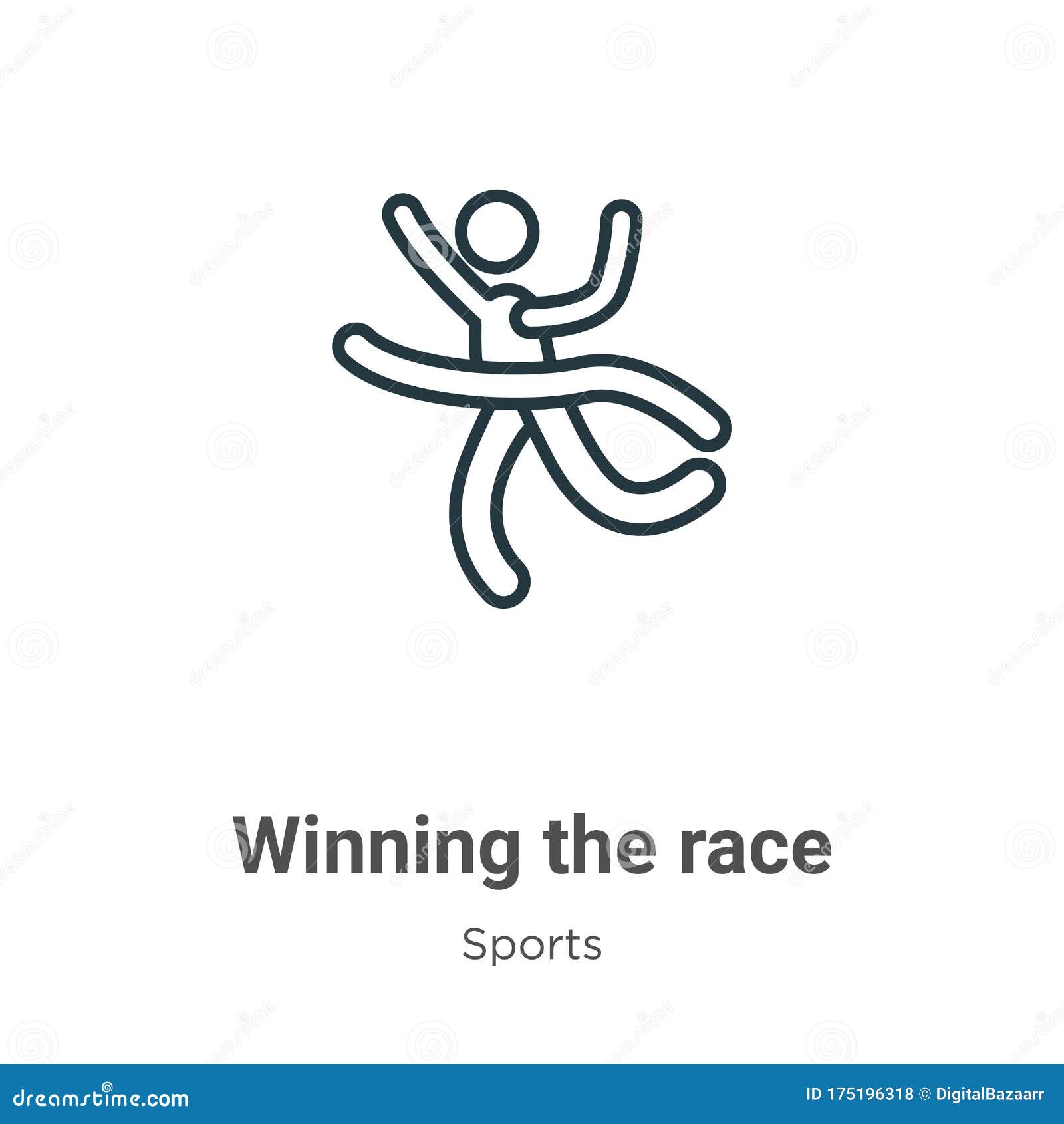 Winning the Race Outline Vector Icon. Thin Line Black Winning the Race ...