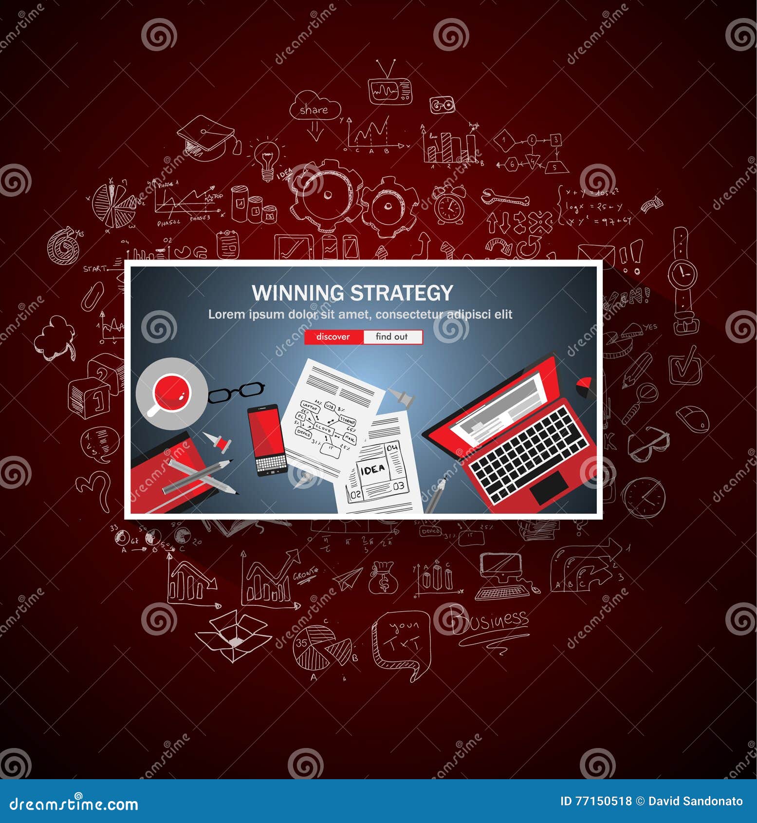 Winning Strategy for Business Concept with Doodle Design Style Stock ...
