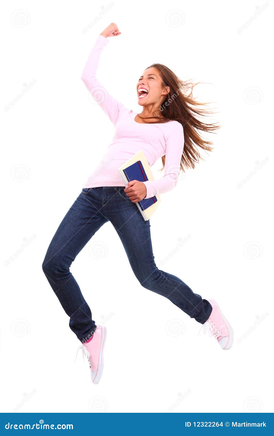 Winning student stock photo. Image of jeans, girl, flying - 12322264