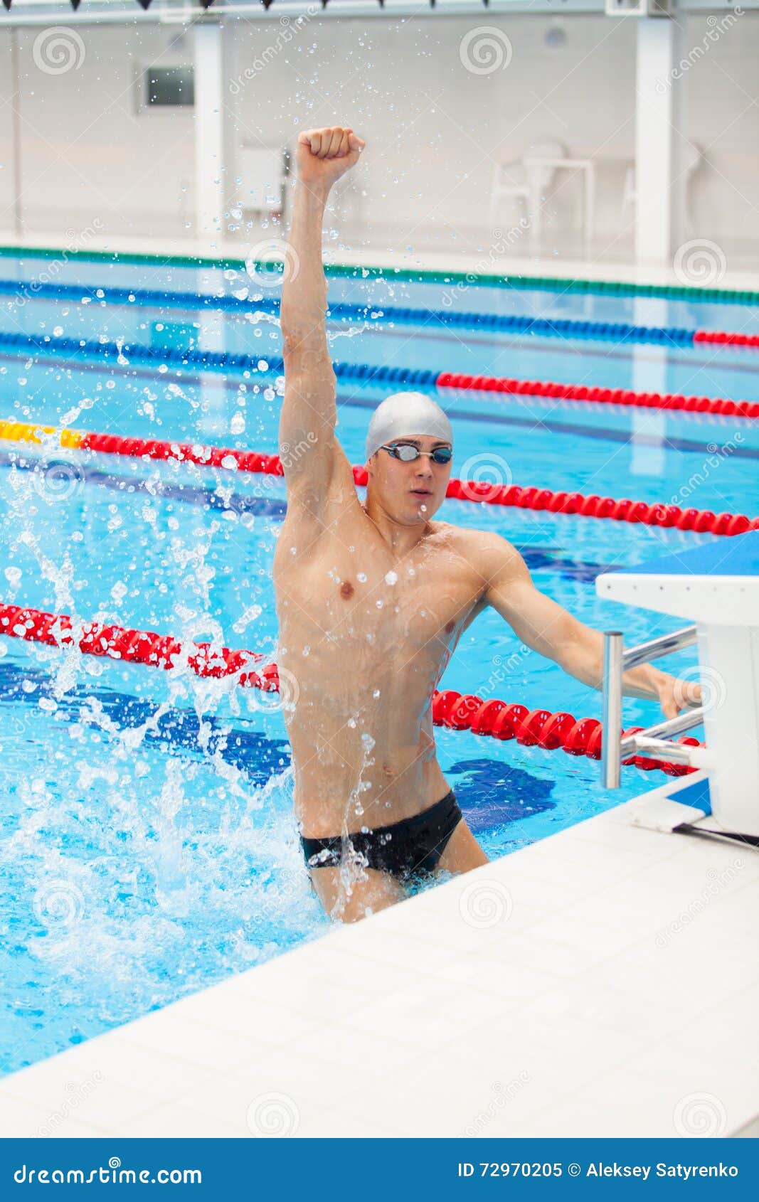 Winning Swimmer Young Muscular Preparing Stock Image - Image of ...