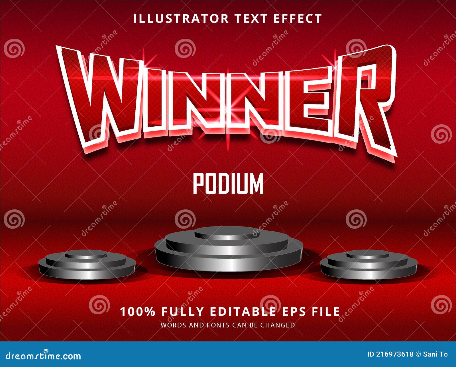 Winning Text Effect with Vector Podium Stock Vector - Illustration of ...