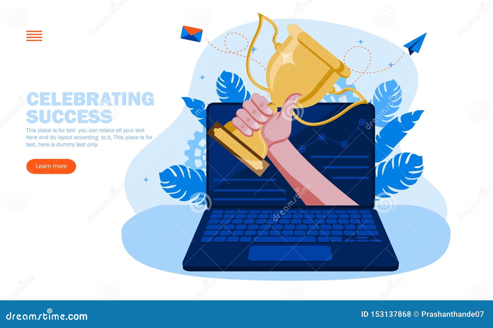 Winning Trophy Hand from the Computer Screen Stock Illustration ...