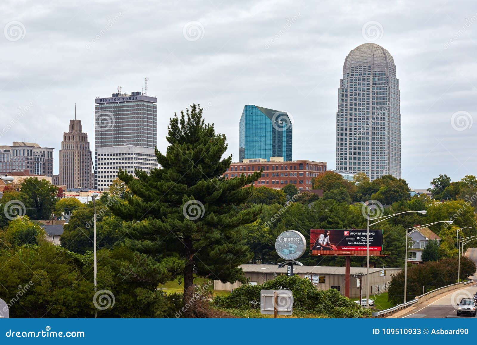 Winston-Salem, NC Skyline editorial stock photo. Image of skyline ...