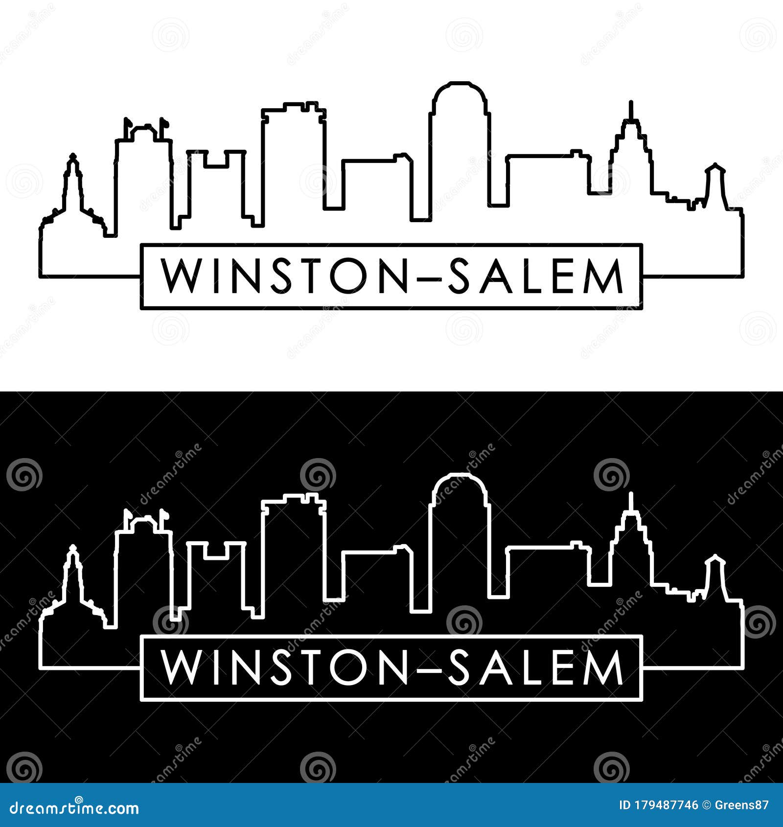 Winstonâ€“Salem Skyline. Linear Style Stock Vector - Illustration of ...