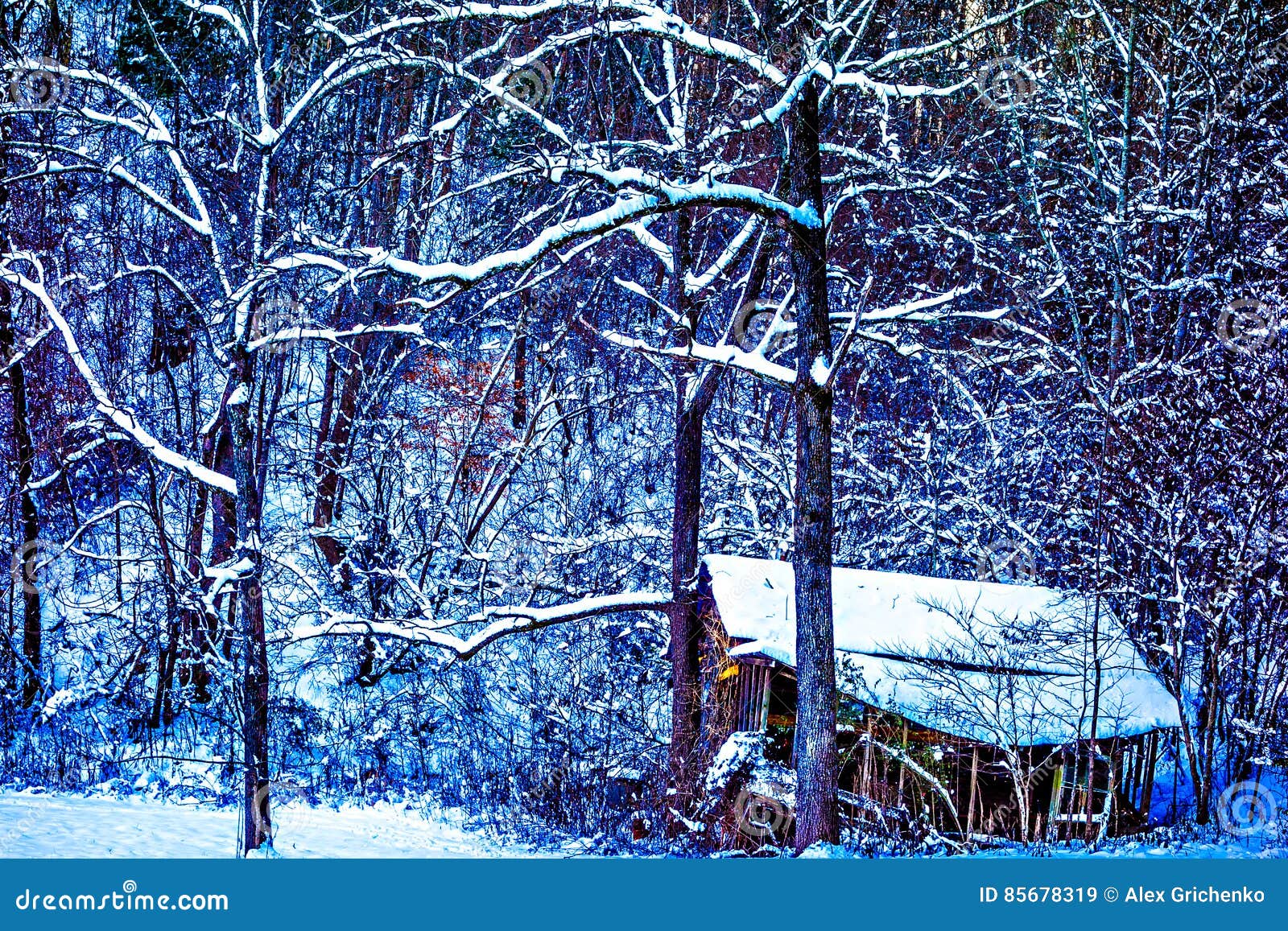 Winter Abandoned Hut Landscape Stock Image - Image of cold, nature ...