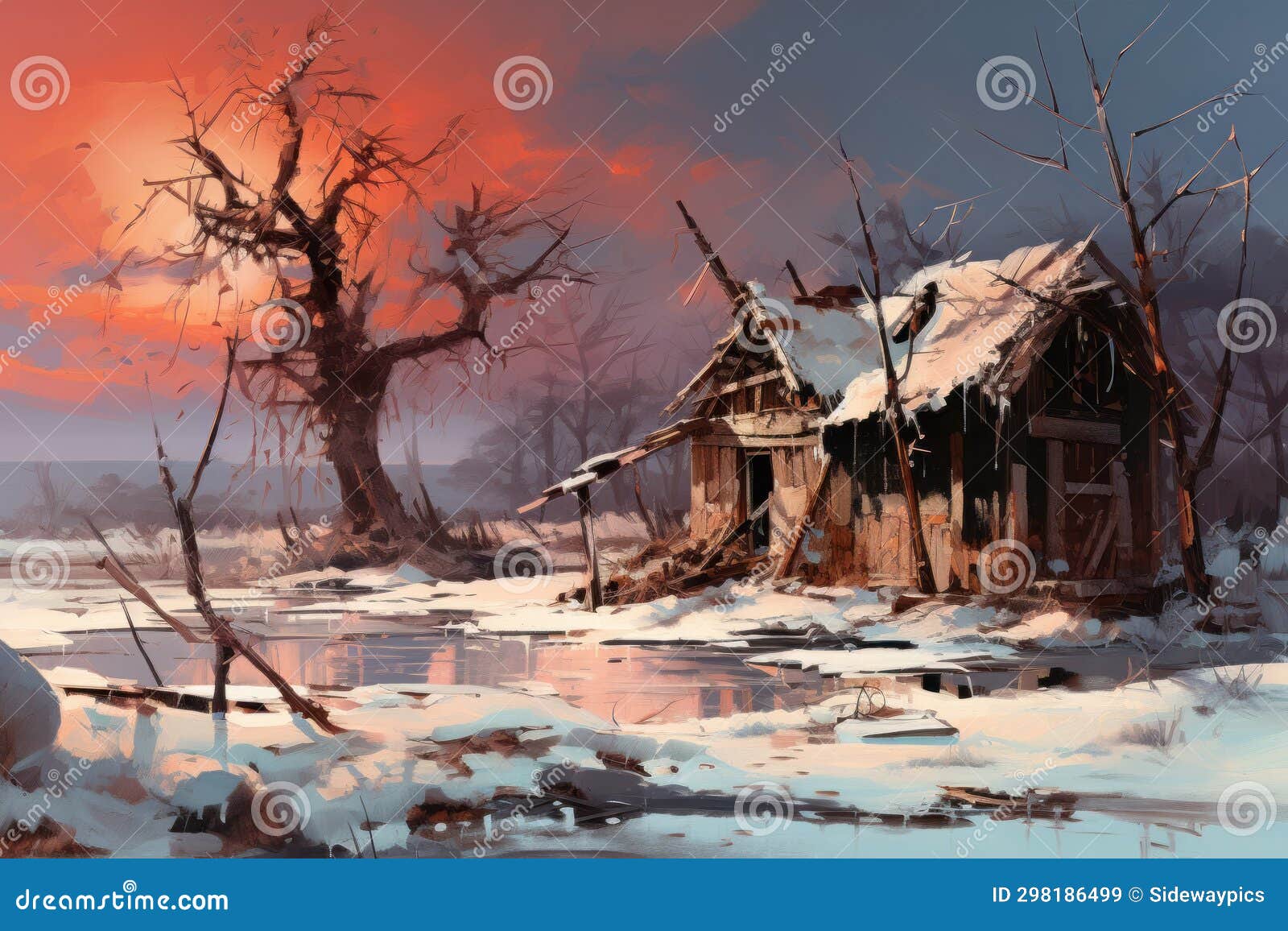 Winter Abandonment - Generative AI Stock Image - Image of snowy, places ...