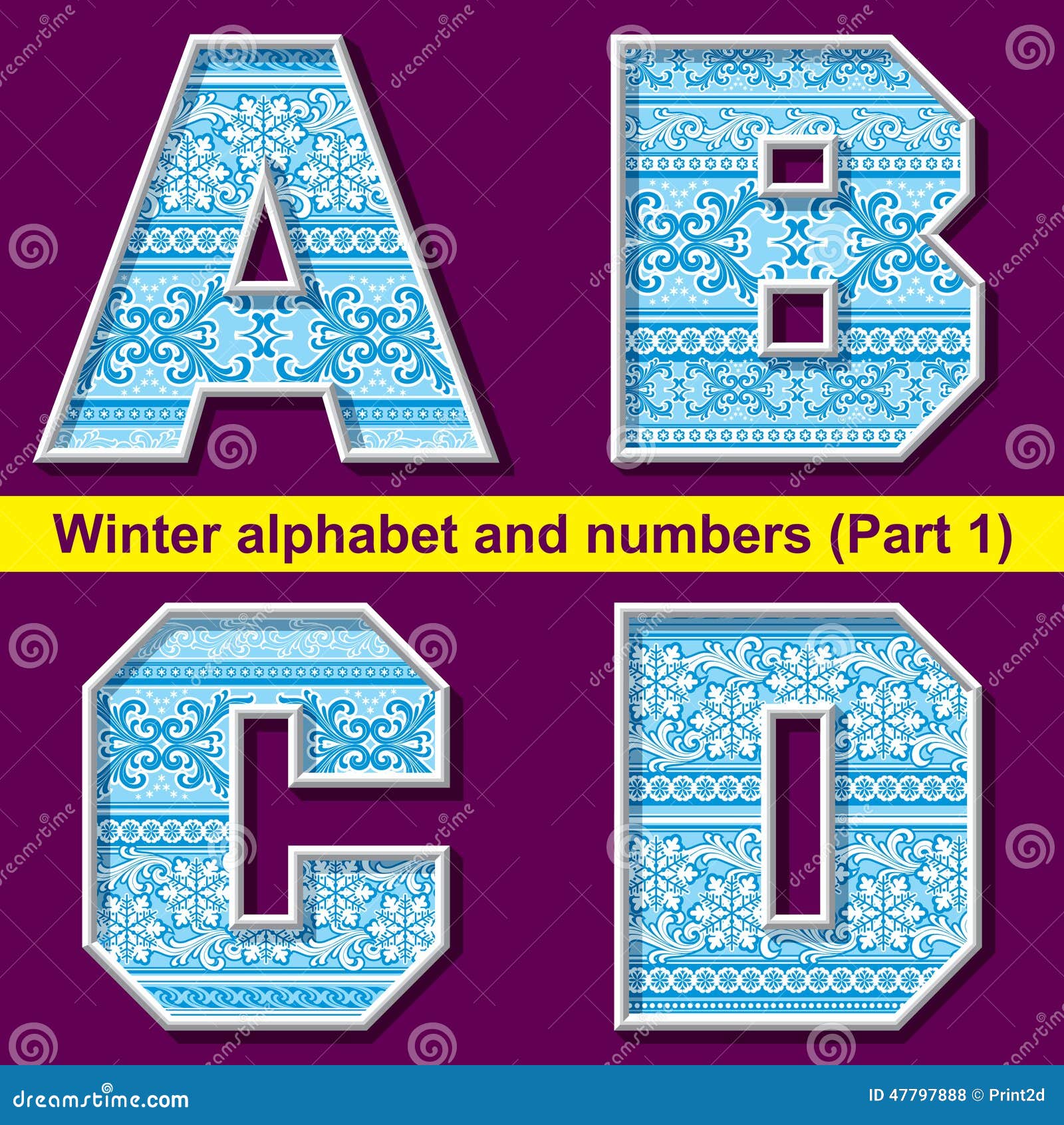 Winter ABC. Part 1 stock vector. Illustration of vector - 47797888