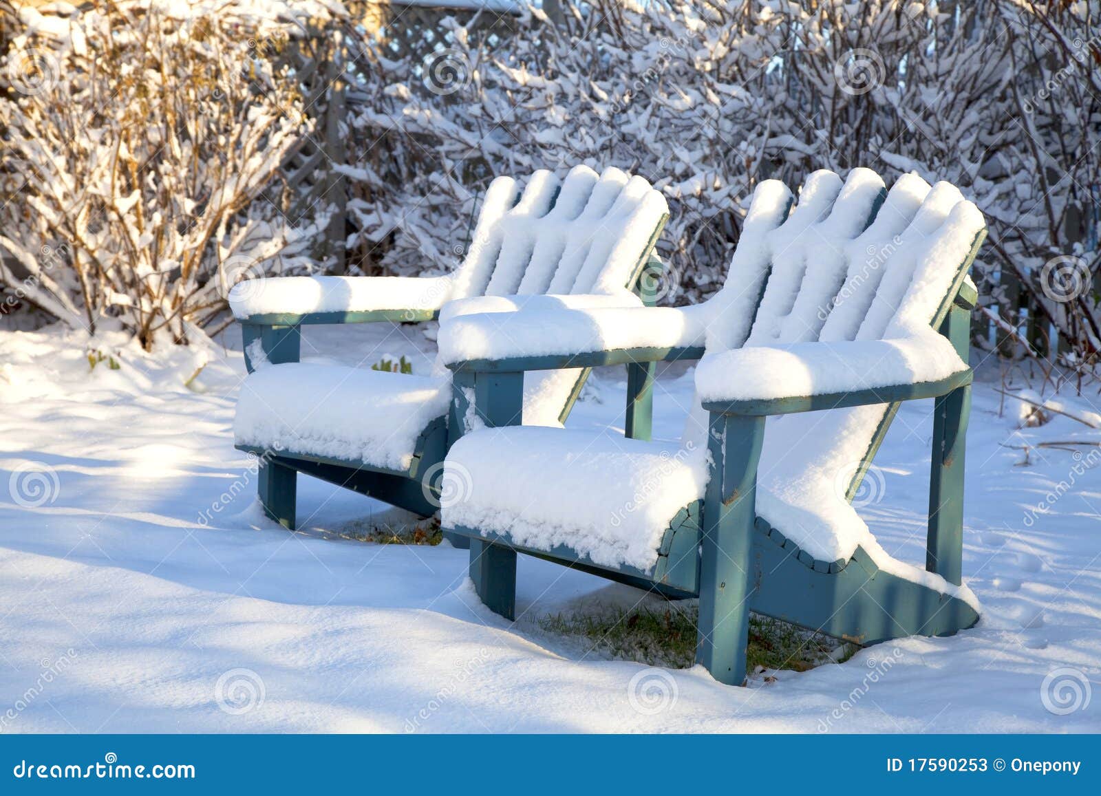 Winter Adirondack Chairs stock image. Image of outdoors - 17590253
