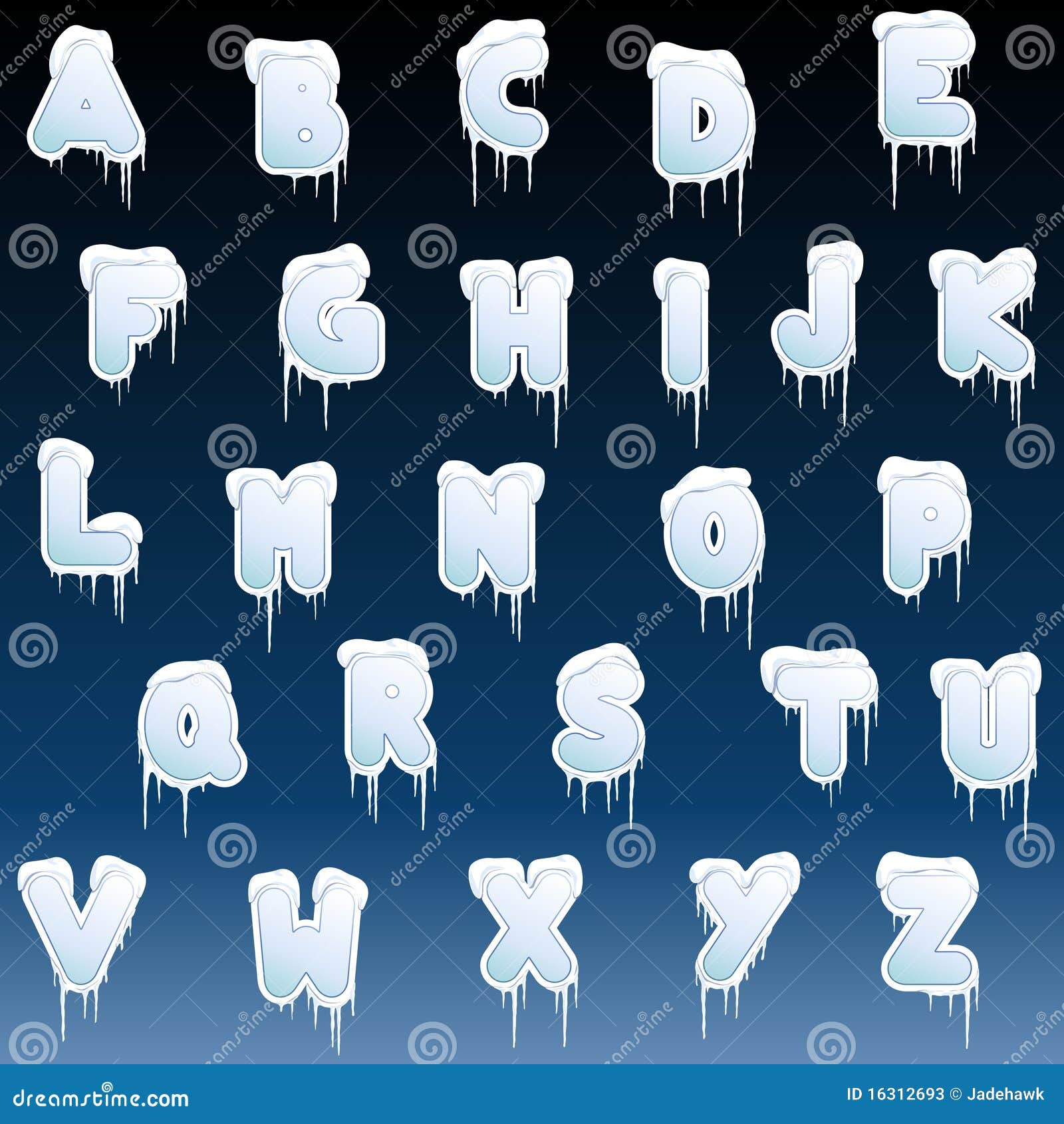 Icicle Alphabet Font. 3D Cartoon Ice Letters And Numbers ...