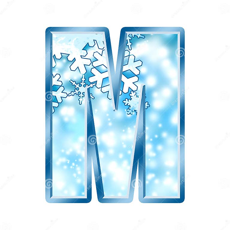 Winter Alphabet letter M stock illustration. Illustration of snowfall ...
