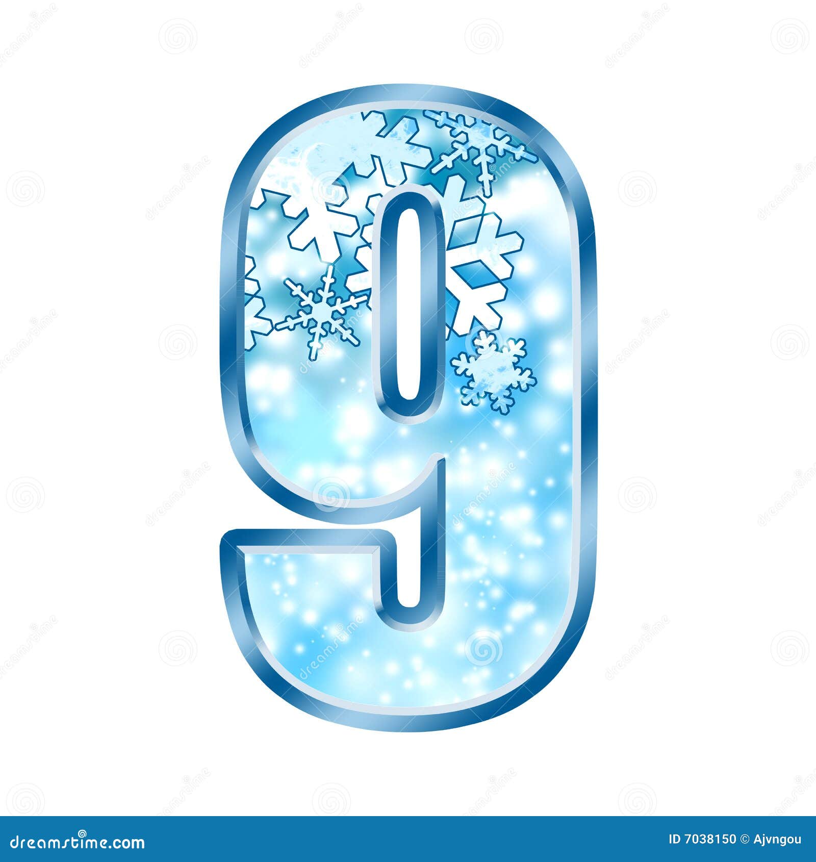 Winter Alphabet Number 9 Nine Stock Illustration - Illustration of type ...