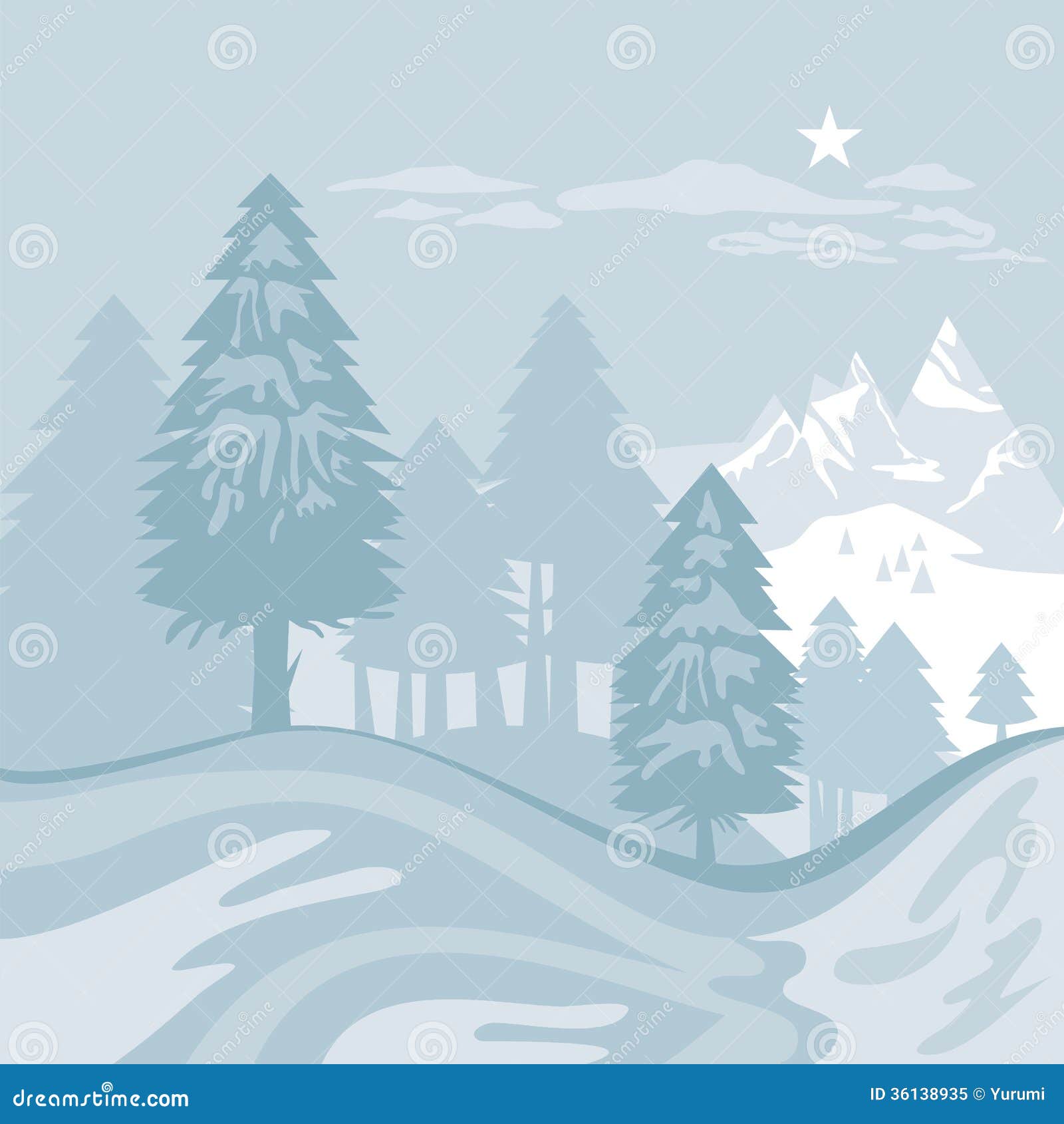 Winter Alpine Landscape stock vector. Illustration of graphic - 36138935