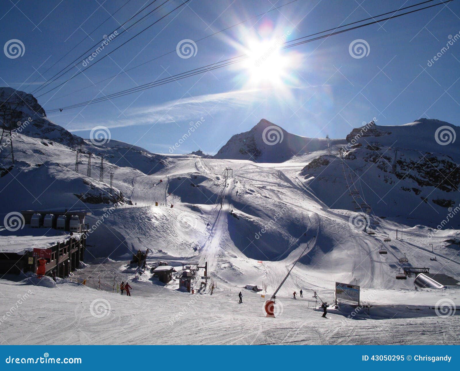 A Winter Alpine Mountain Scene Under a Blue Sky Stock Image - Image of ...